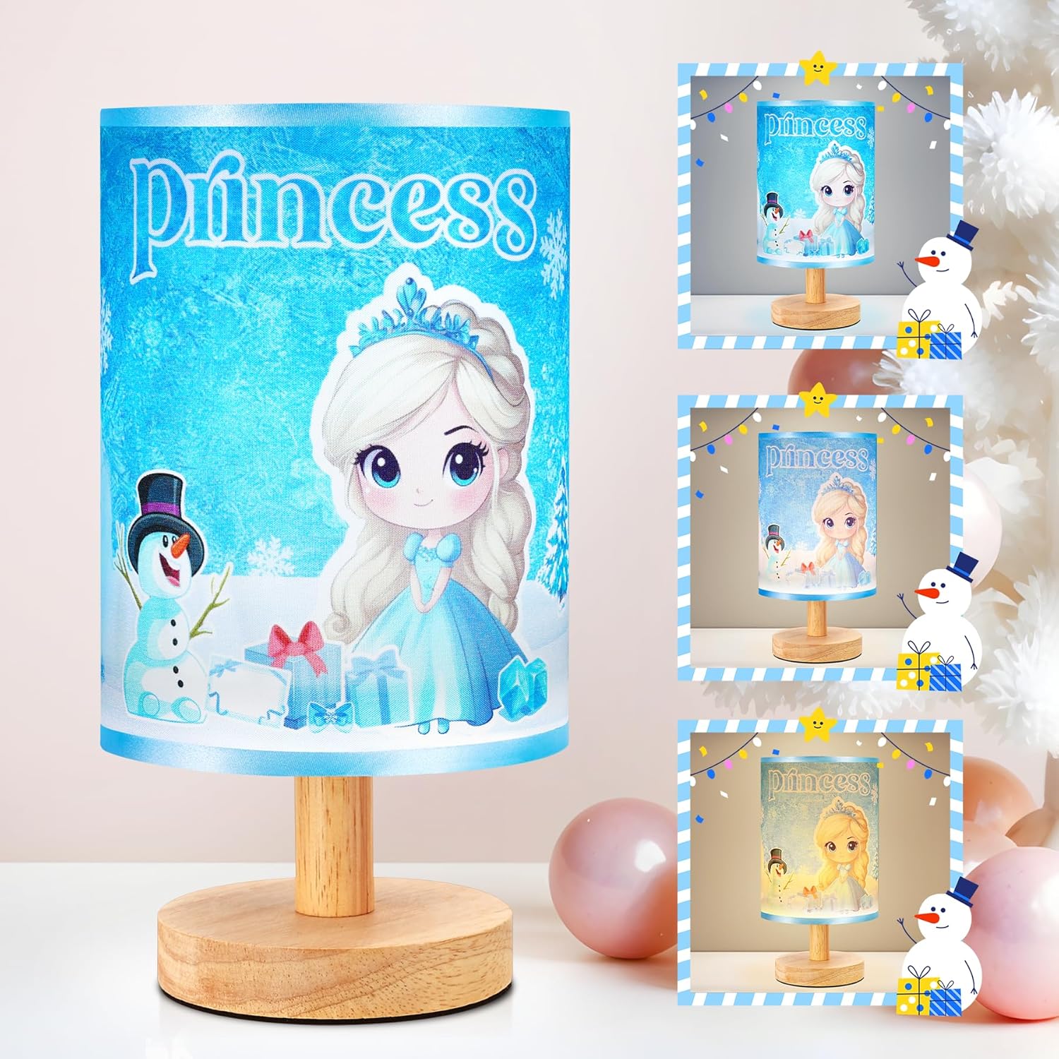 Amazon.com: NuuNuy Kids Table Lamp for Girls Room Decor, Wooden Base ...