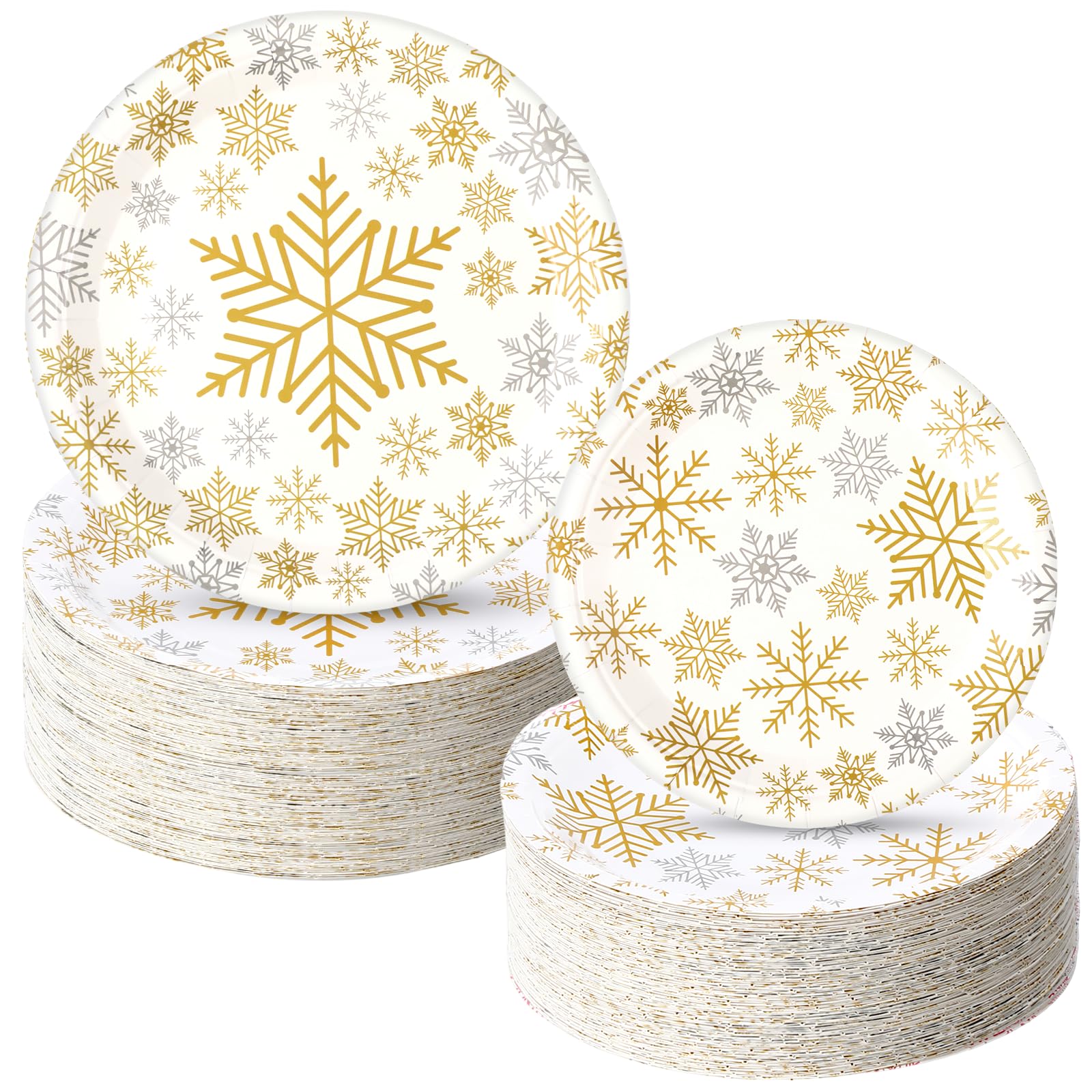 Amazon.com: Yungyan 120Pcs Snowflake Paper Plates Christmas Party ...