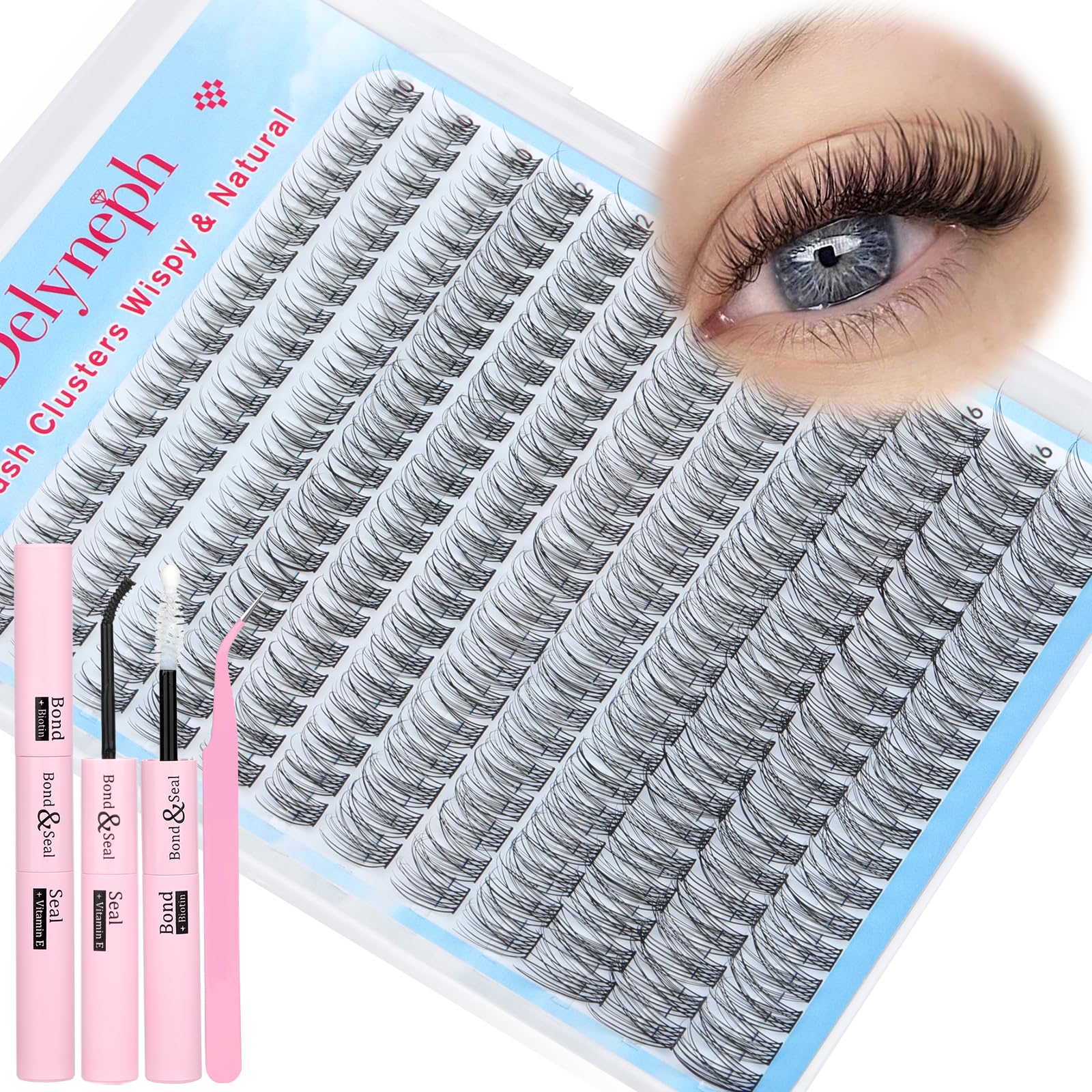 Amazon.com: Natural Lash Extension Kit 240 Pcs Lash Clusters 10-16 MM ...