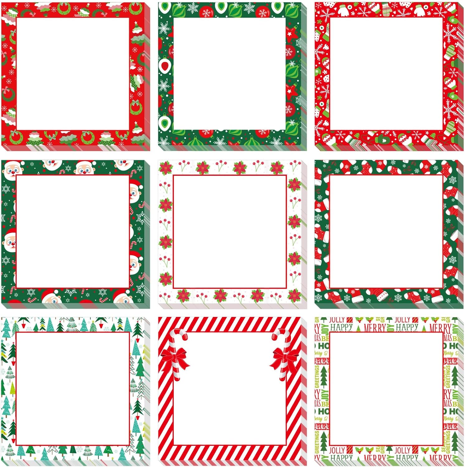 Amazon.com : Whaline 9Pcs Christmas Sticky Notes Red Green Christmas ...