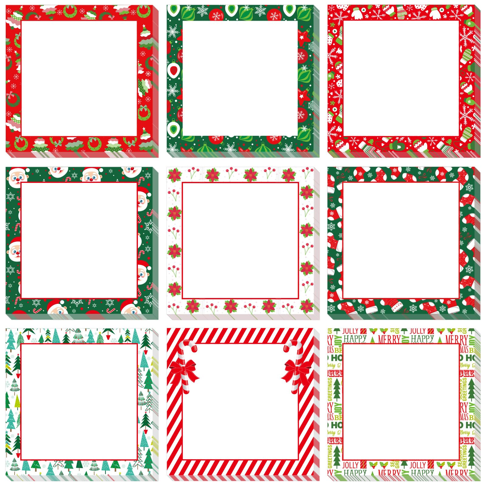 Amazon.com : Whaline 9Pcs Christmas Sticky Notes Red Green Christmas ...