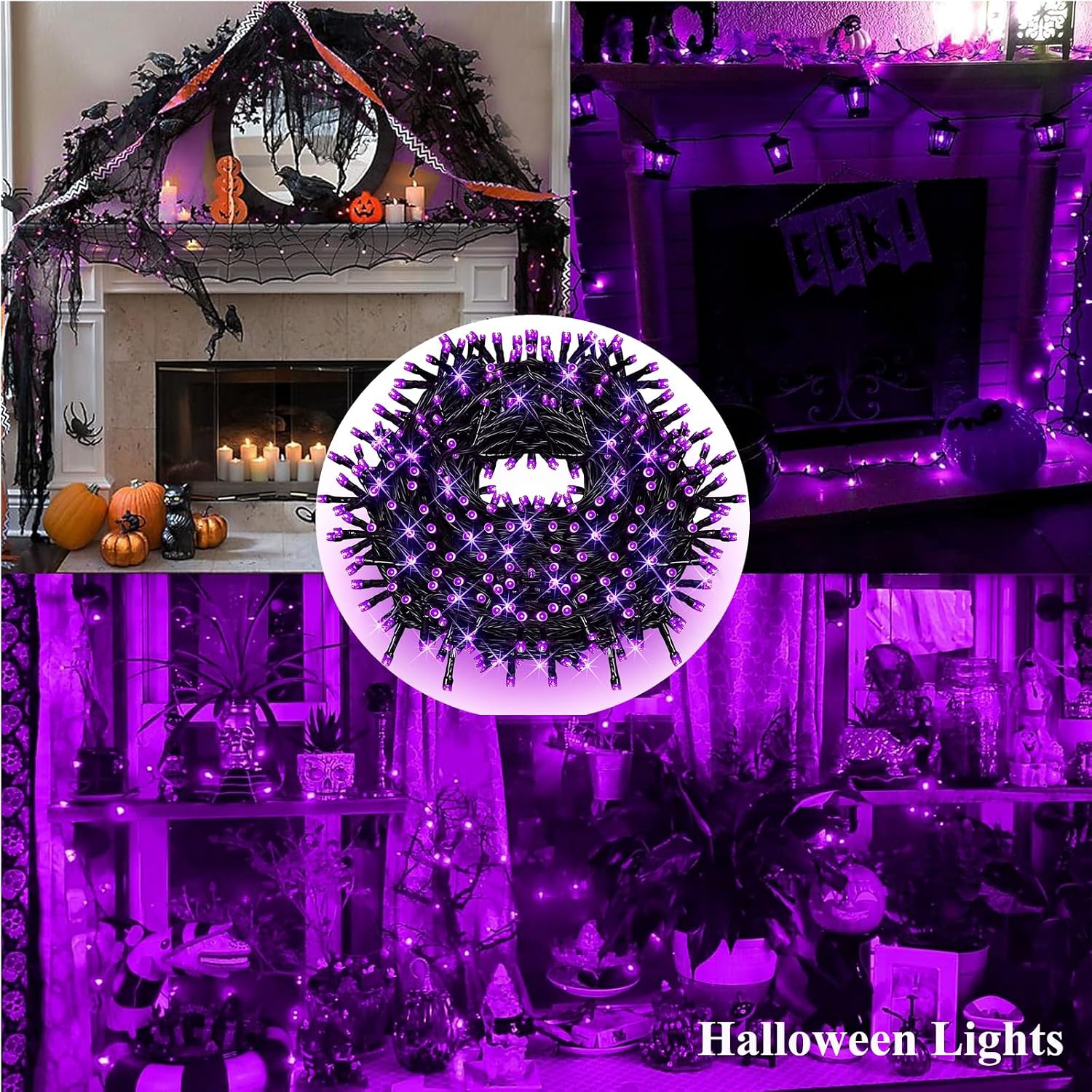 FULLBELL Tira de luces negras de luz negra, 100 LED, 33 pies, luces ...