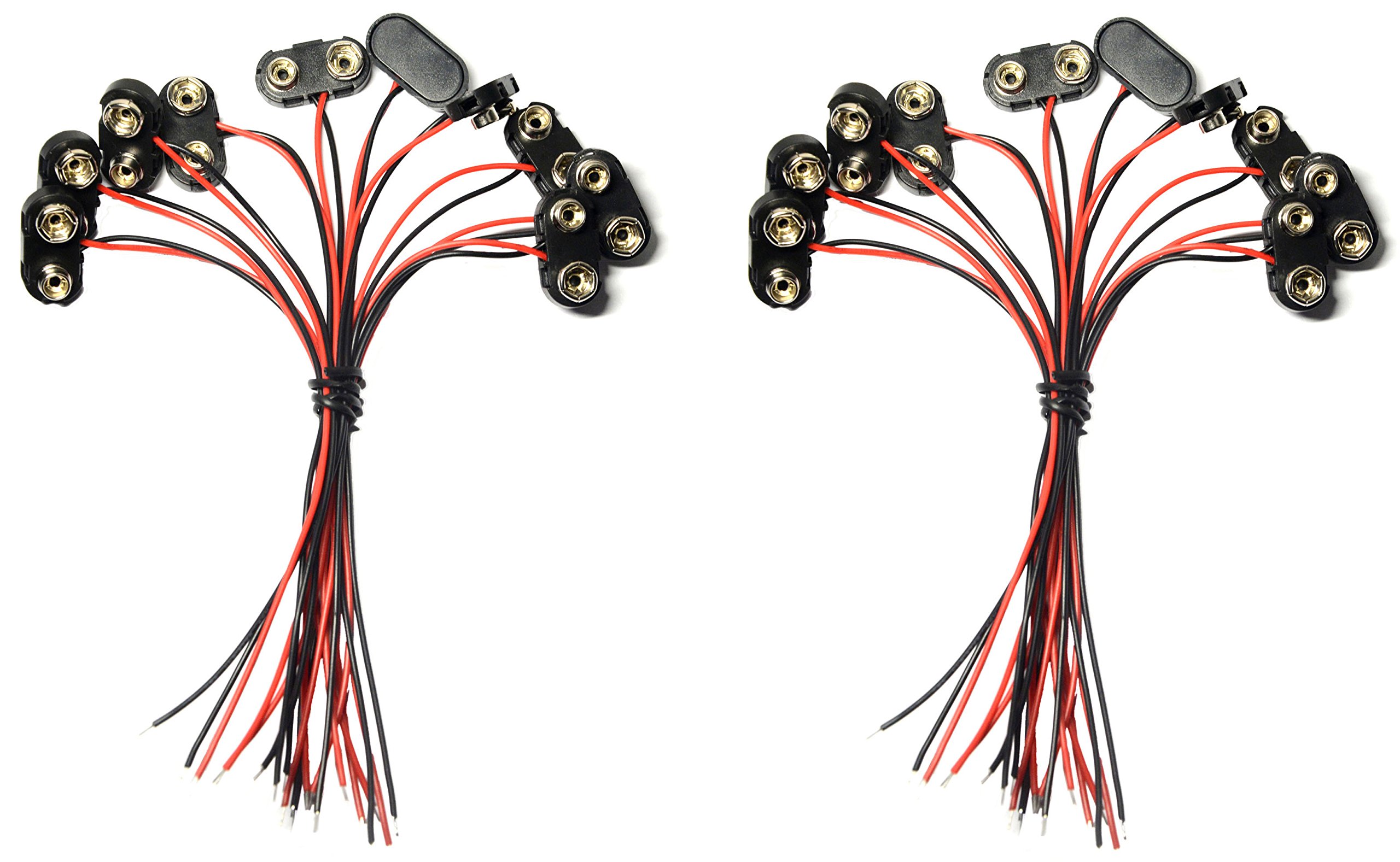 Snapklik.com : 20 Pcs 9V T Type Battery Snap Connector 9 Volt Battery ...