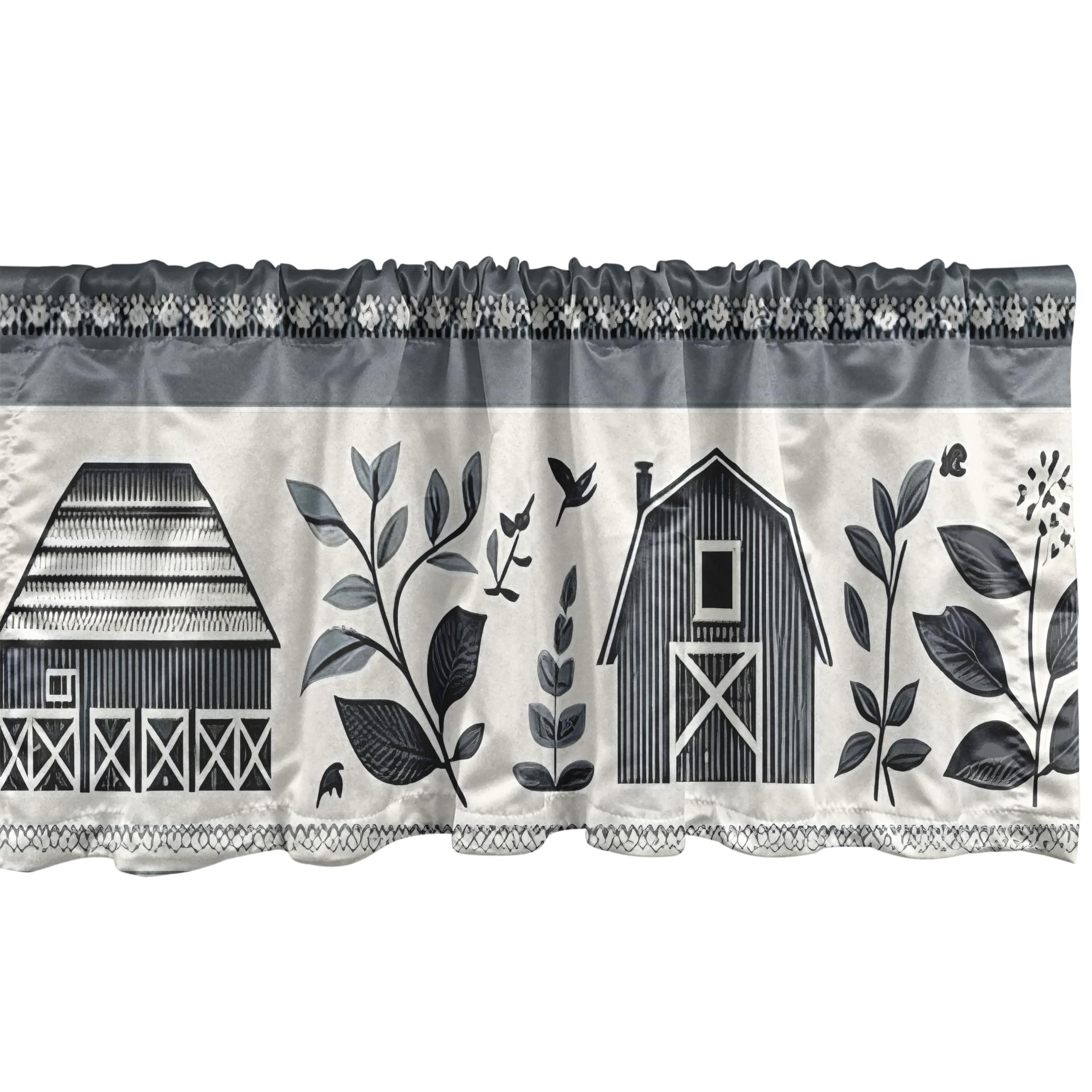 Amazon.com: Ambesonne Farmhouse Window Valance Pack of 2, Monochrome ...