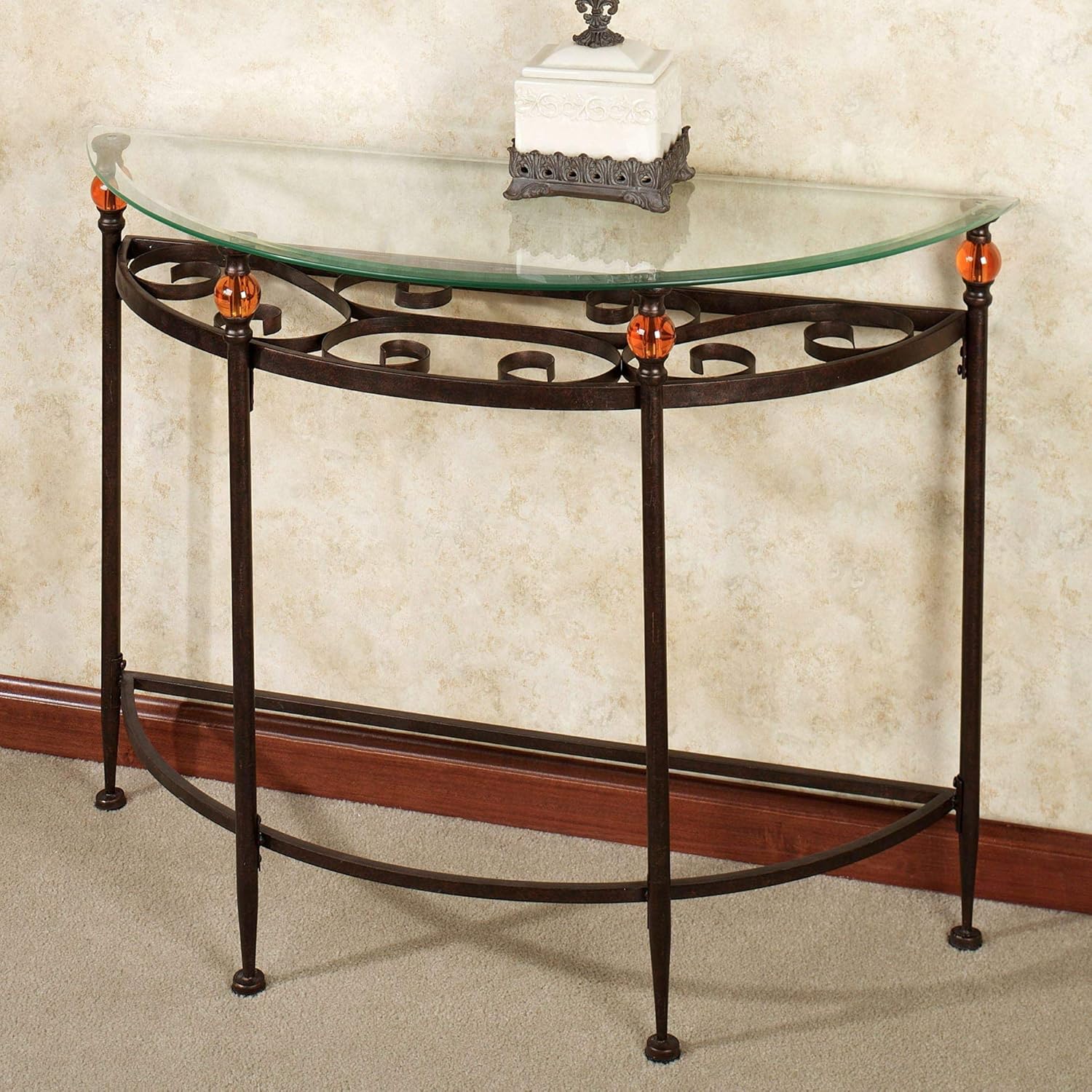 Amazon.com: Adele Metal Console Table Bronze | Glass Top | Half Moon ...