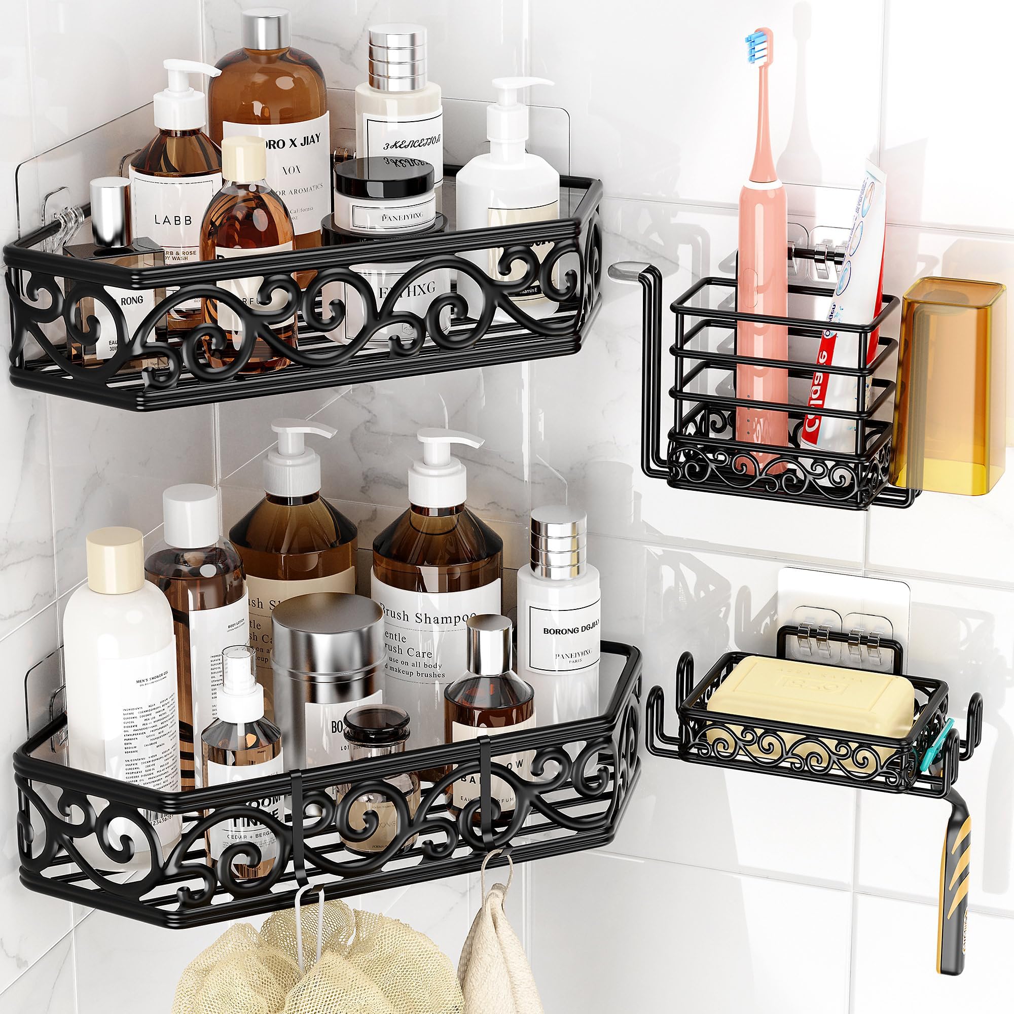 Epicnao Corner Shower Caddy Stainless Steel,4 Pack Shower Shelves ...