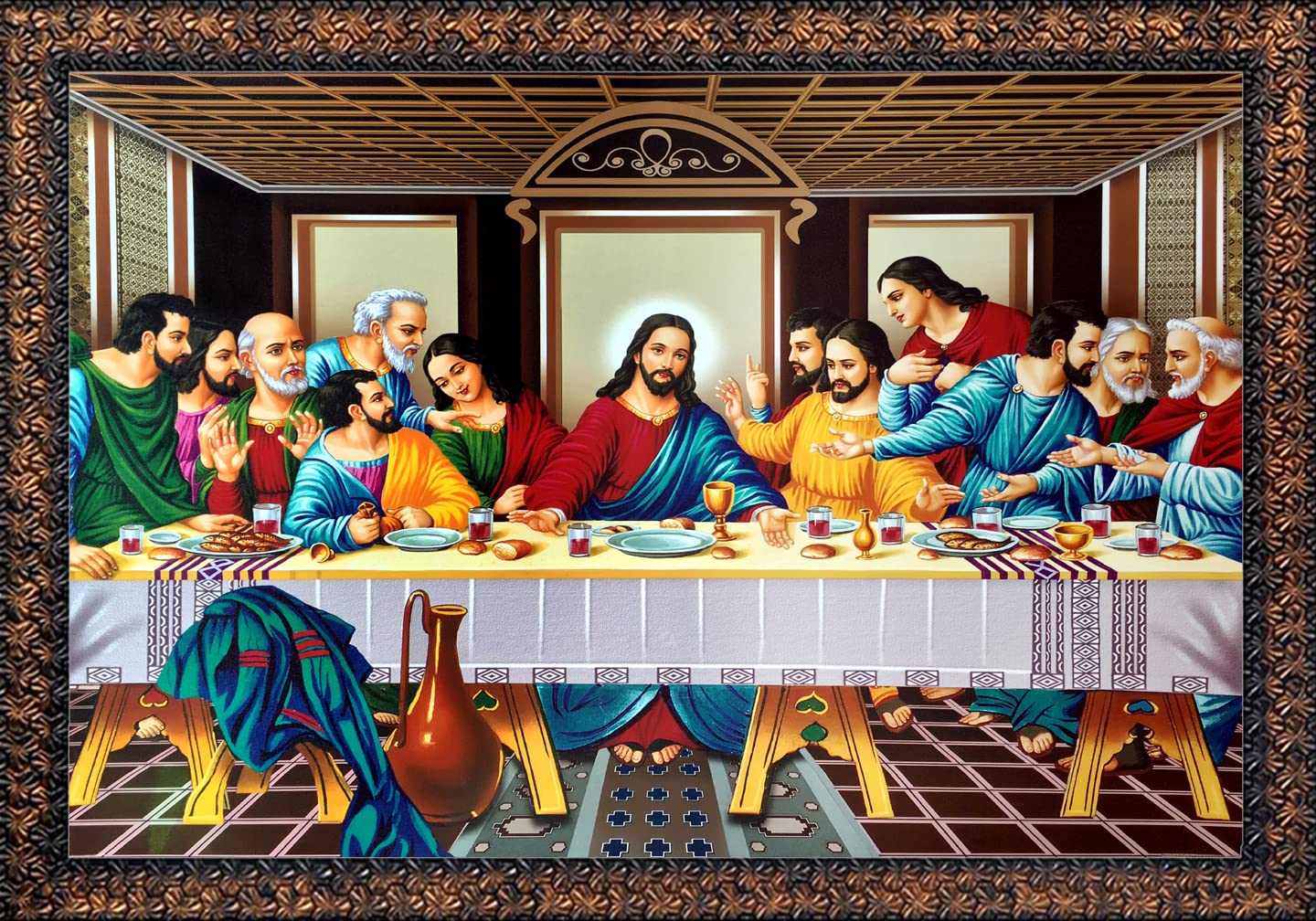 CN RETAILS Abstract Painting, Jesus The Last Supper, wood art framed ...