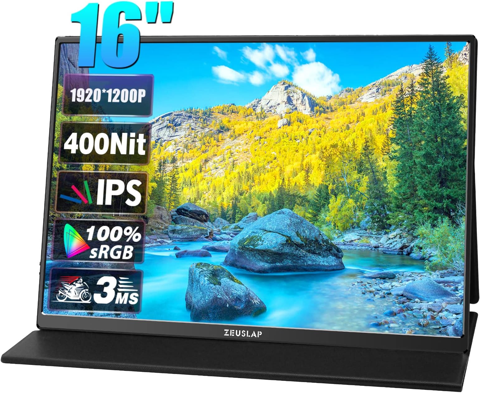 Amazon.com: ZEUSLAP P16 16 Inch Portable Monitor, 1920 * 1200 60Hz 100% ...