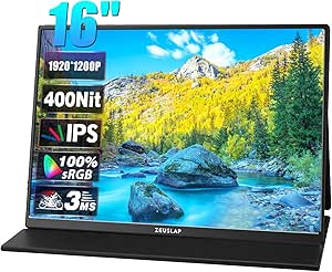 Amazon.com: ZEUSLAP P16 16 Inch Portable Monitor, 1920 * 1200 60Hz 100% ...