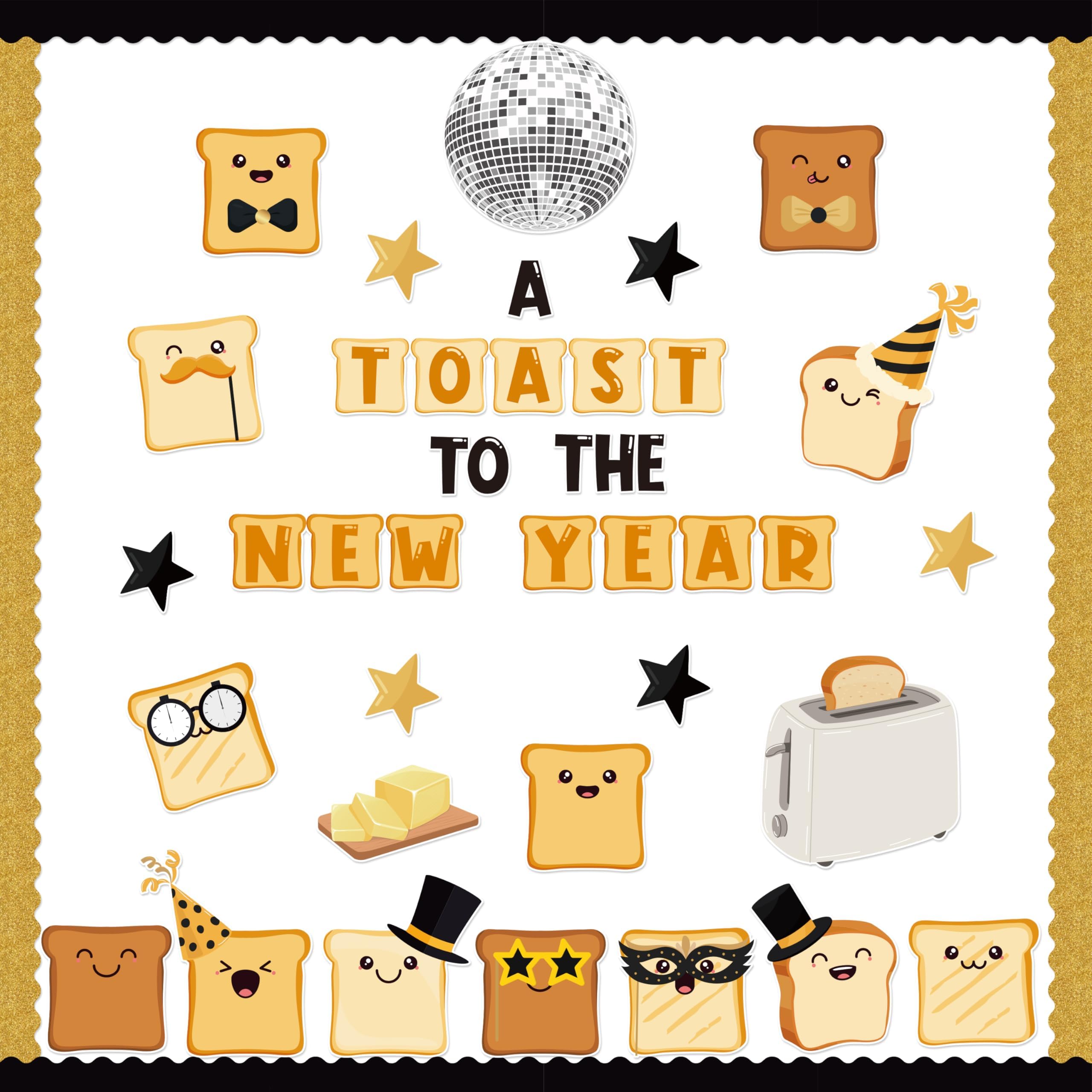 Amazon.com: CPicdn 116Pcs Toast New Year Bulletin Board Classroom ...