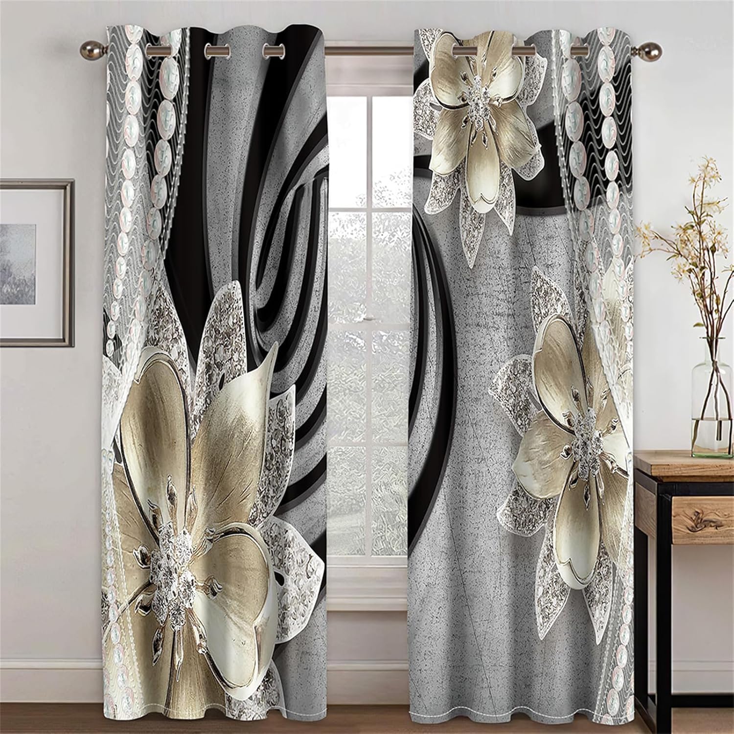 Amazon.com: AiMiDian Abstract Blackout Curtains 84 inch Long 2 Panels ...