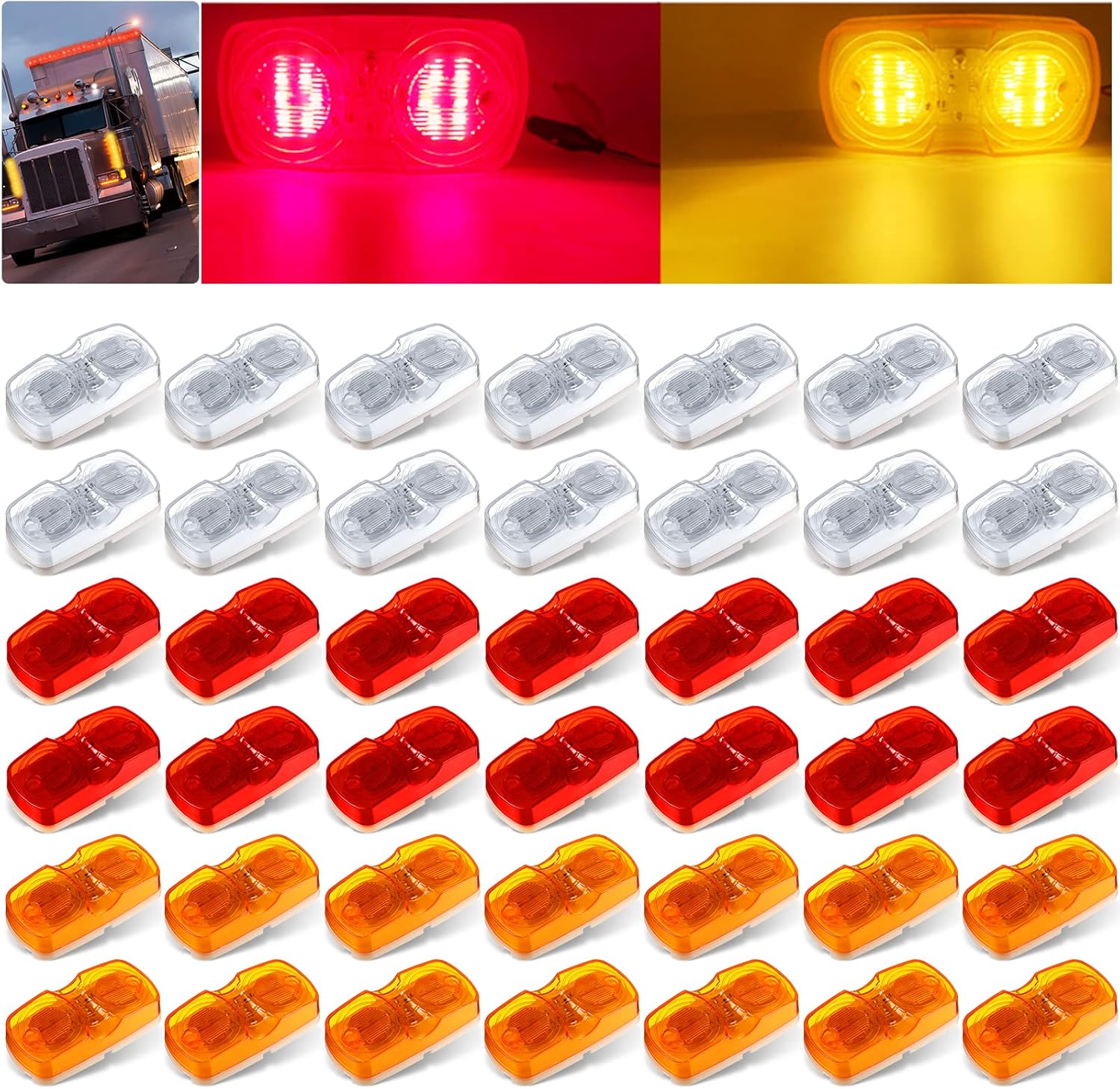 Amazon.com: 45 Pcs 2 x 4 Double Bullseye LED Marker Lights 12 Diodes ...