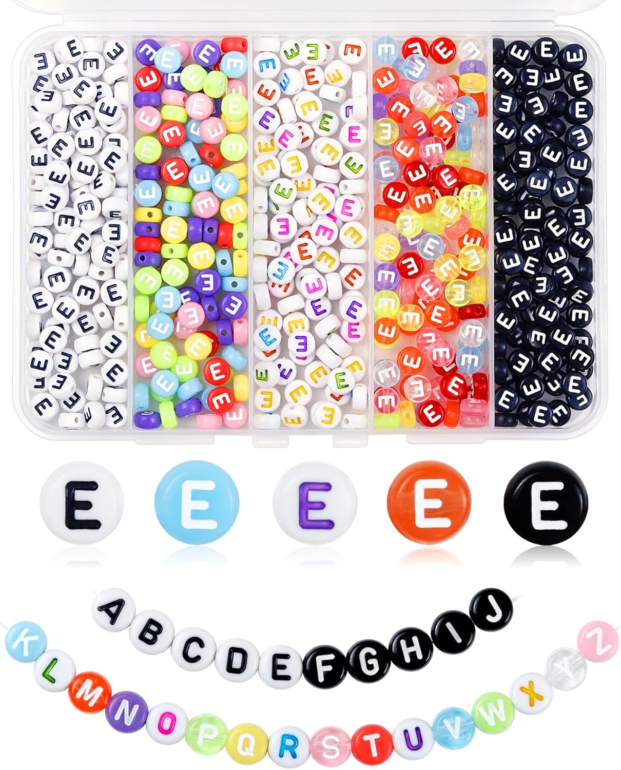 Amazon.com: 500PCS FIVEIZERO Letter E Beads, 4x7mm Colored Round Letter ...