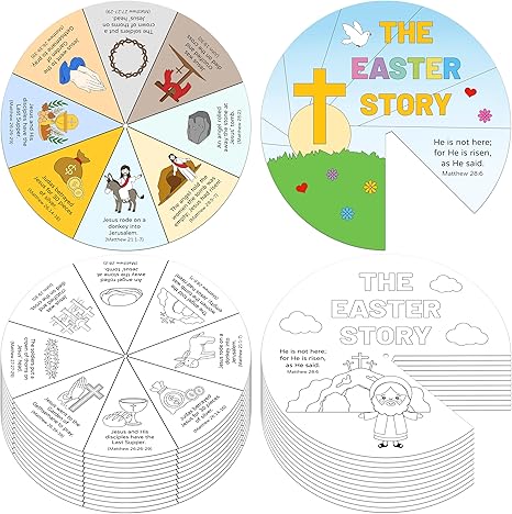 Amazon.com: COcnny 24 Sets The Easter Story Craft, Color Your Own ...