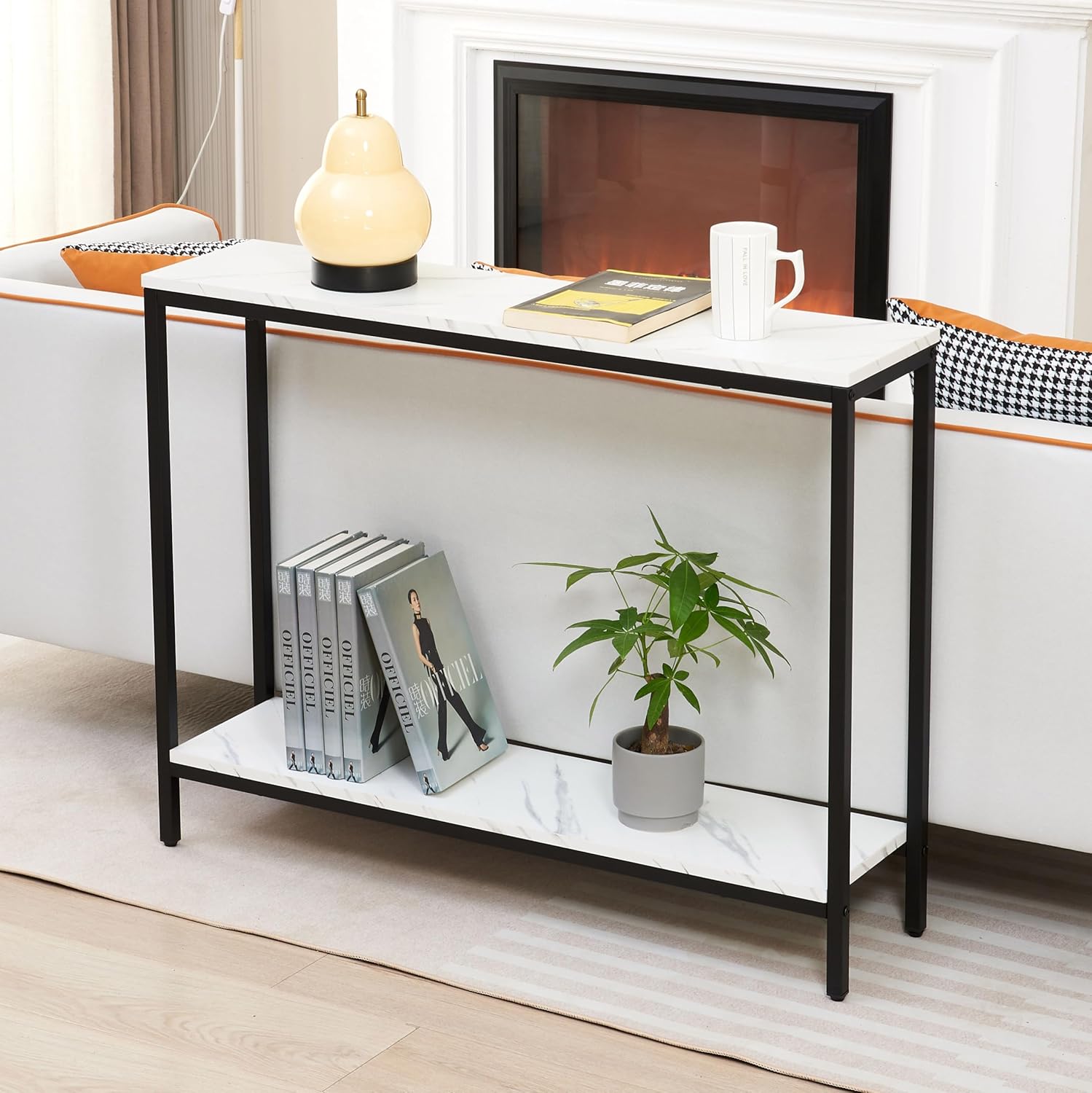 Amazon.com: loglus Console Table for Entryway, Faux Marble MDF Sofa ...