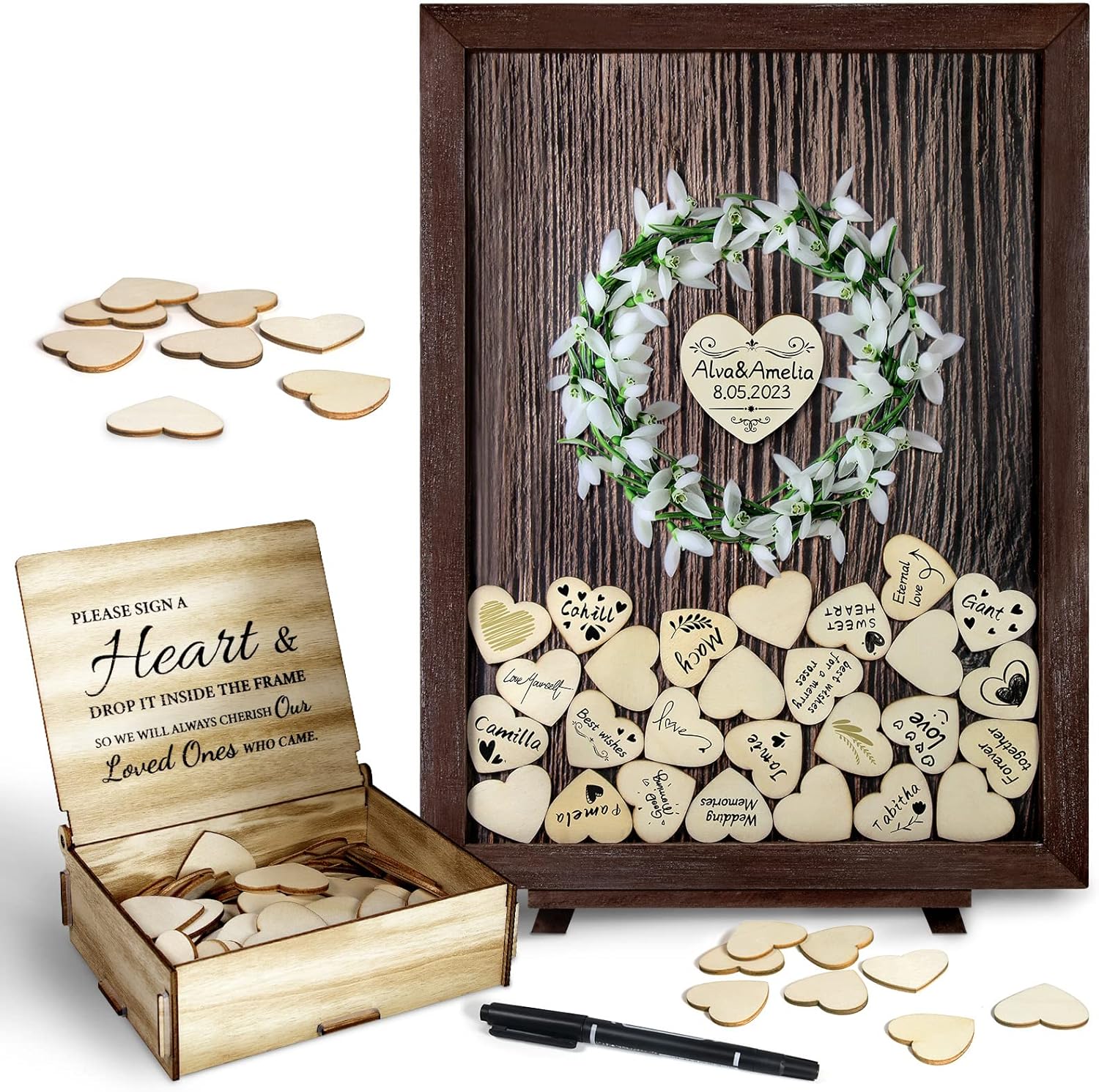 Amazon.com: Wedding Guest Book Alternative, Rustic Wedding Decorations ...