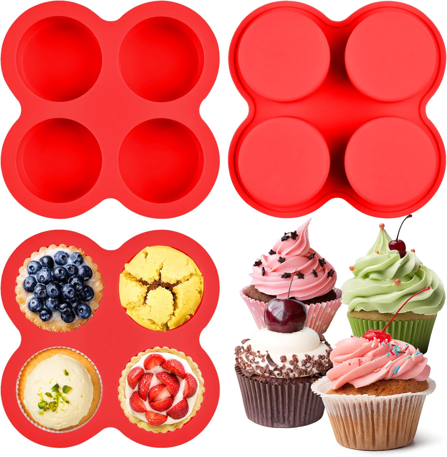 Amazon.com: 2 Pack Air Fryer Egg Bite Molds, 4-Cup Mini Round Muffin ...