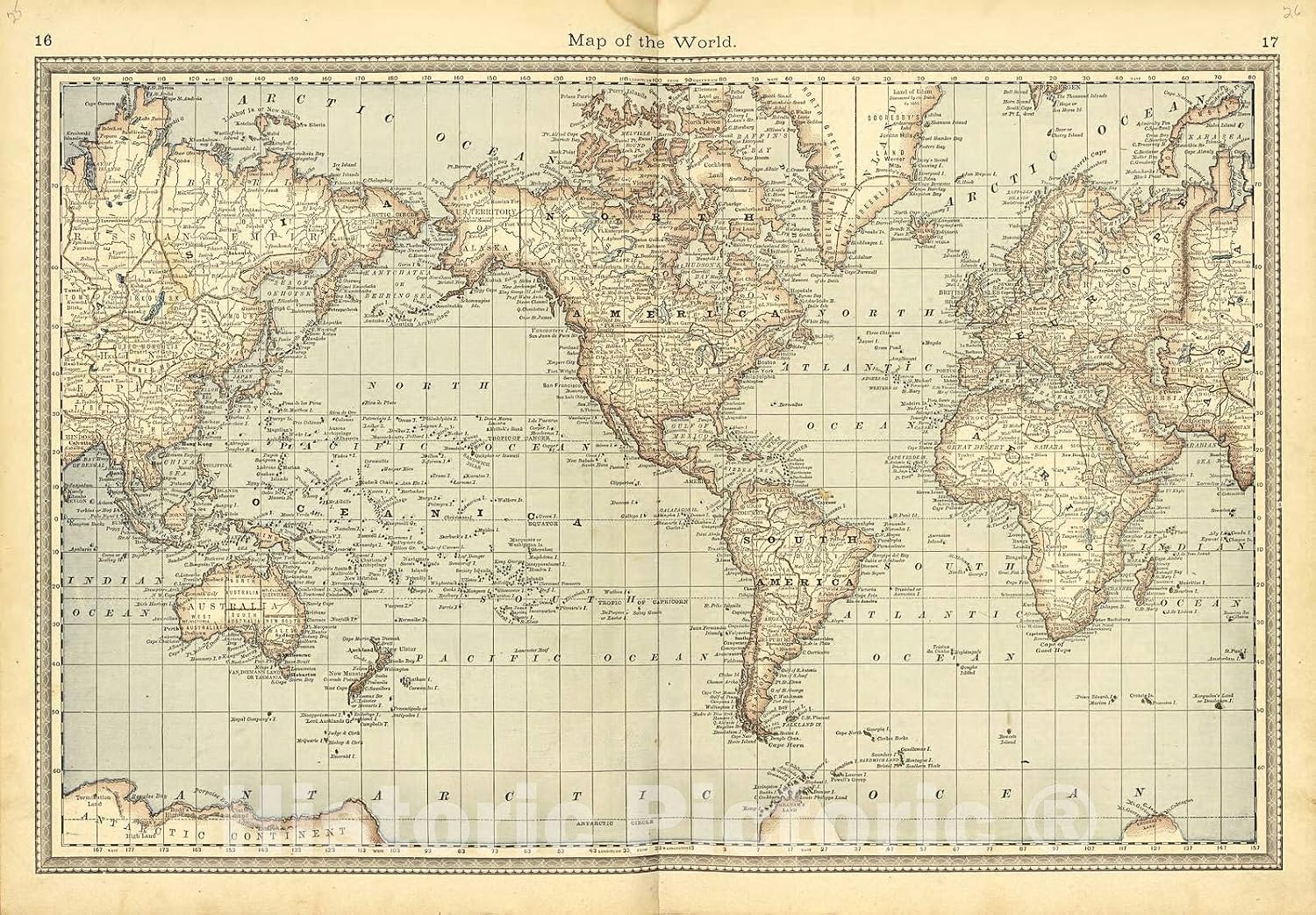 Amazon.com: Historic 1881 Wall Map - Historical Hand-Atlas, Illustrated ...