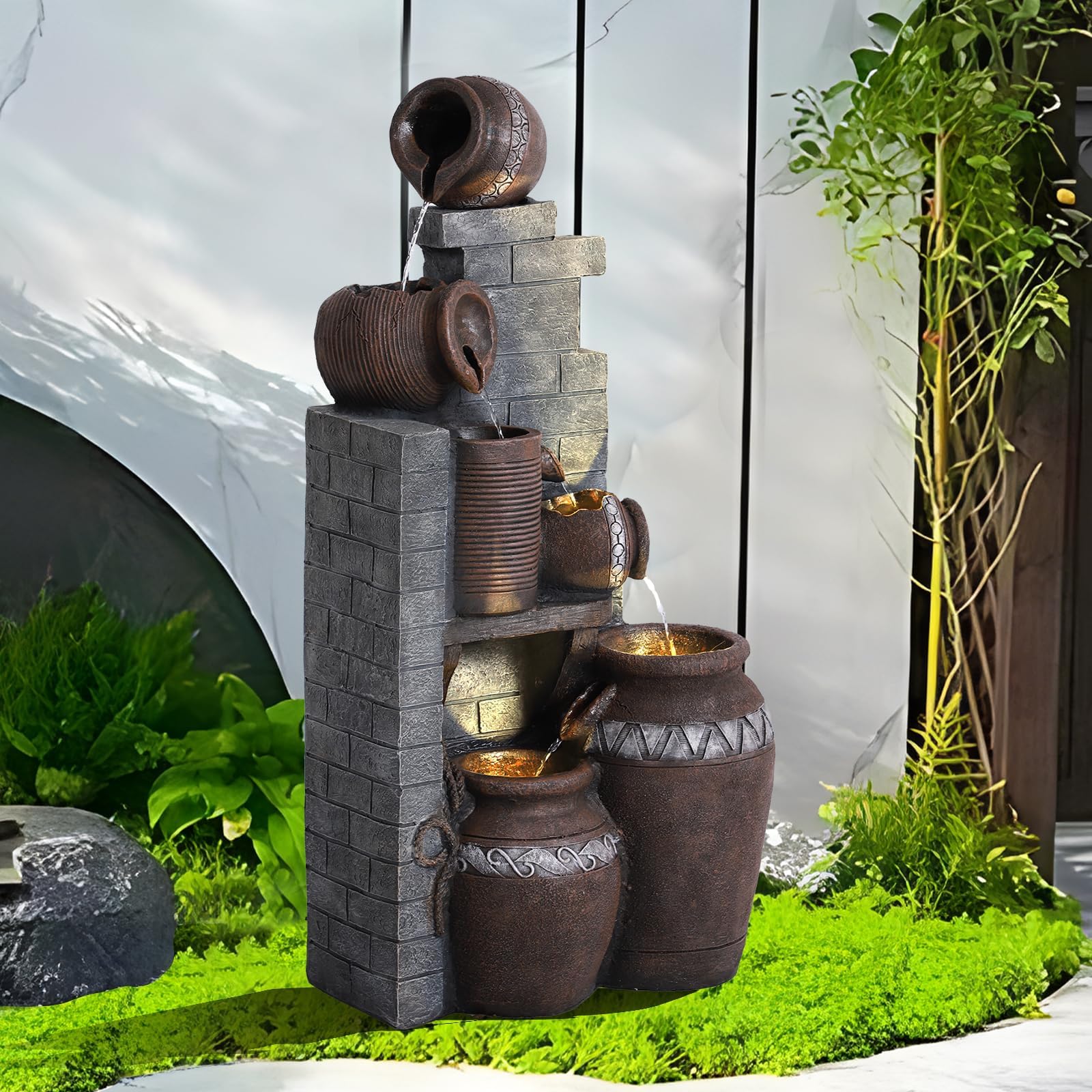 Amazon.com: Grepatio 39.3" Tall Outdoor Water Fountain Garden ...