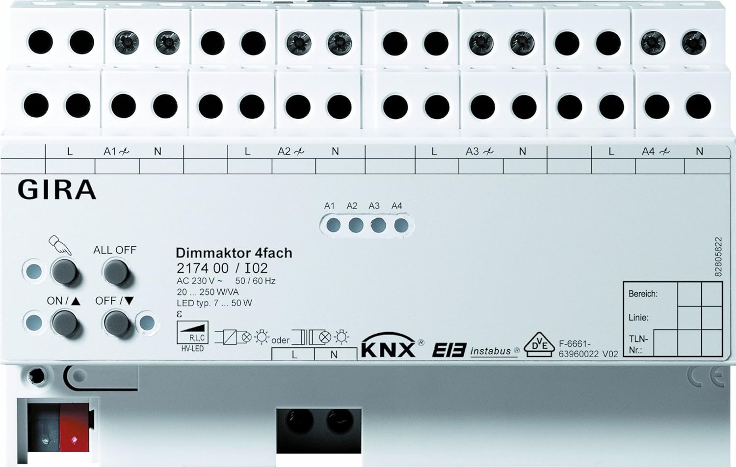 Gira 217400 Universal Dimming Actuator 4 x 250 W KNX EIB REG by Gira ...