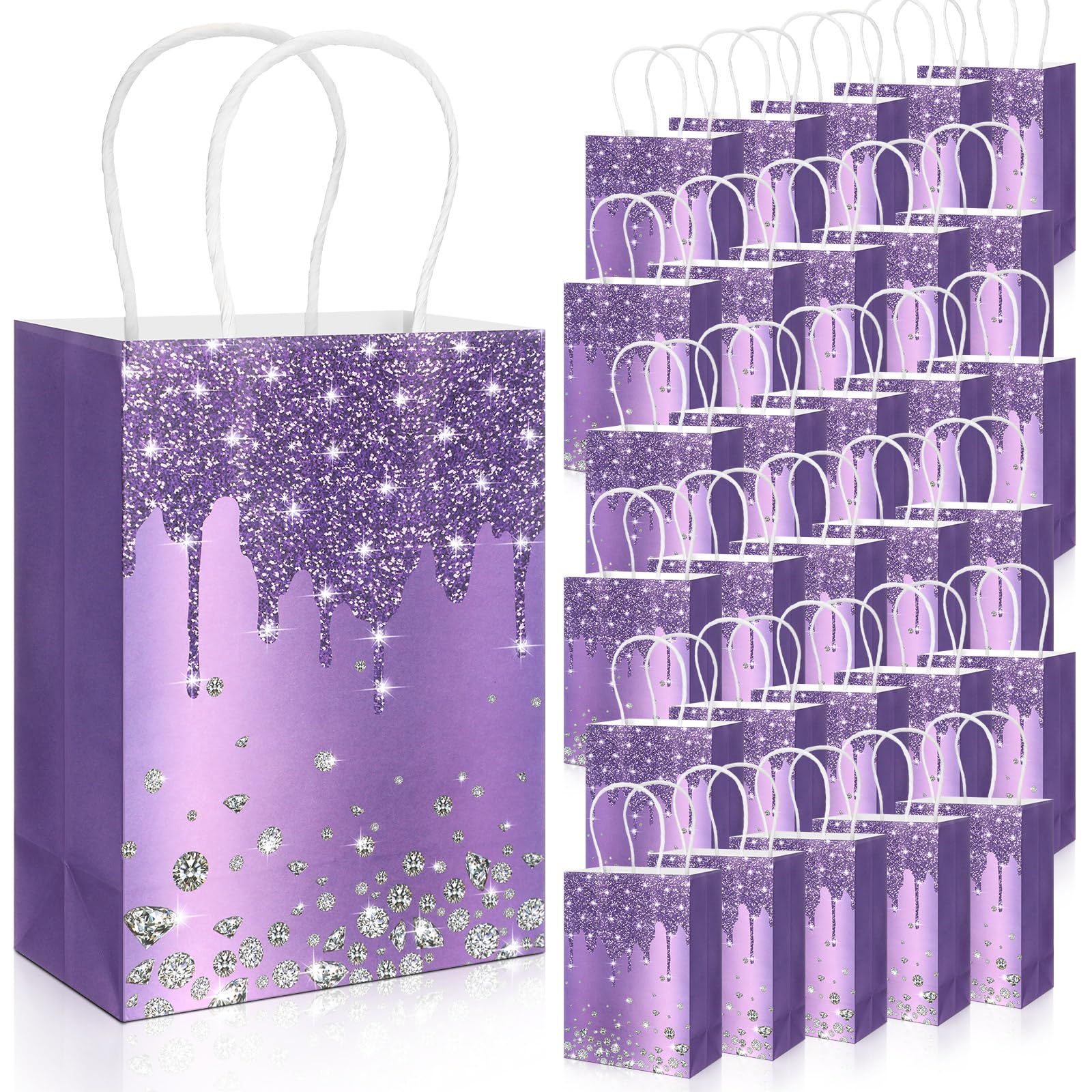 Purple Party Favor Bags 50 Pack Purple Paper Gift Bags With Handles,