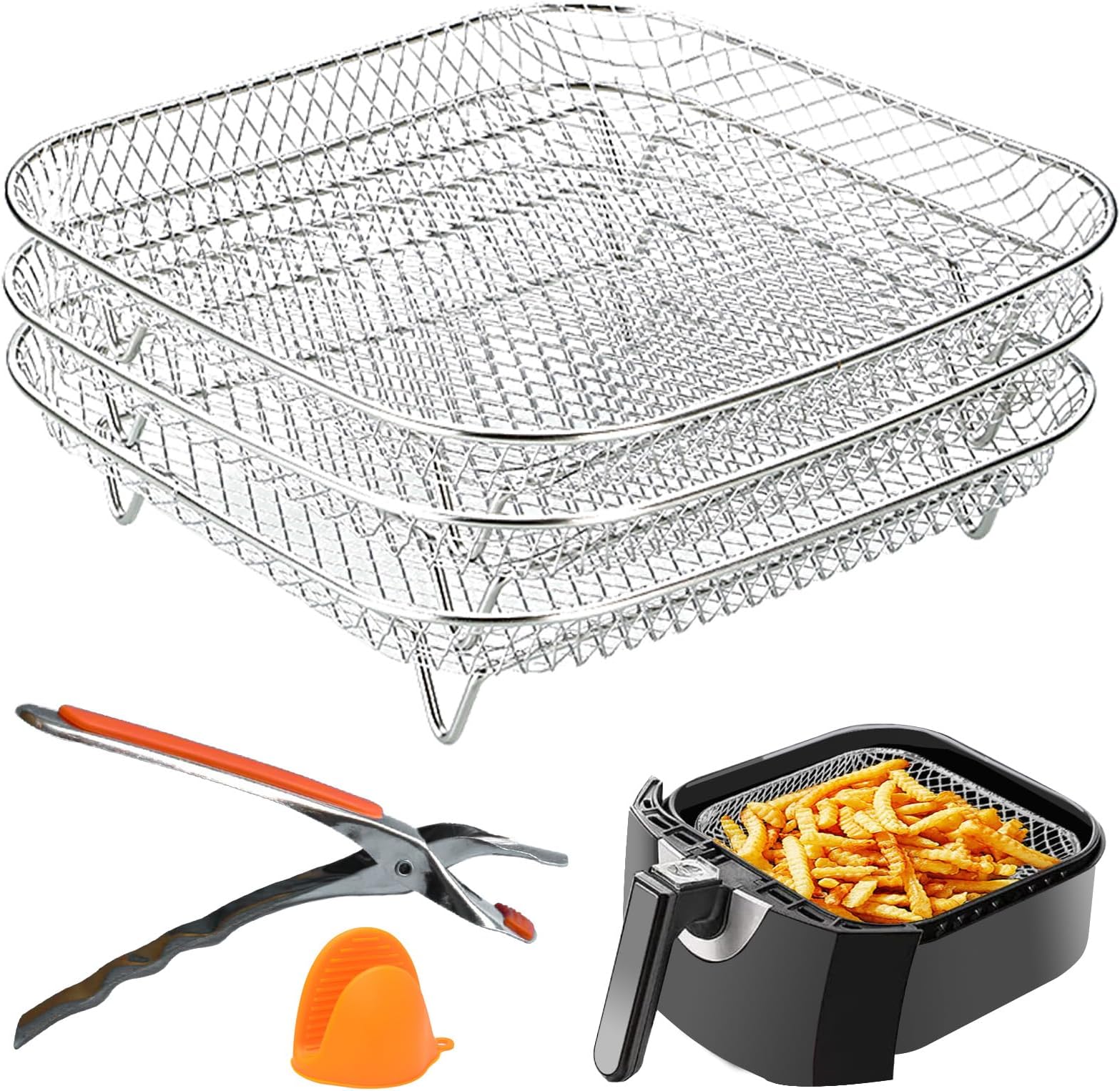 Amazon.com: Air Fryer Basket for Nuwave Oven, Steel Grill Basket, Non ...