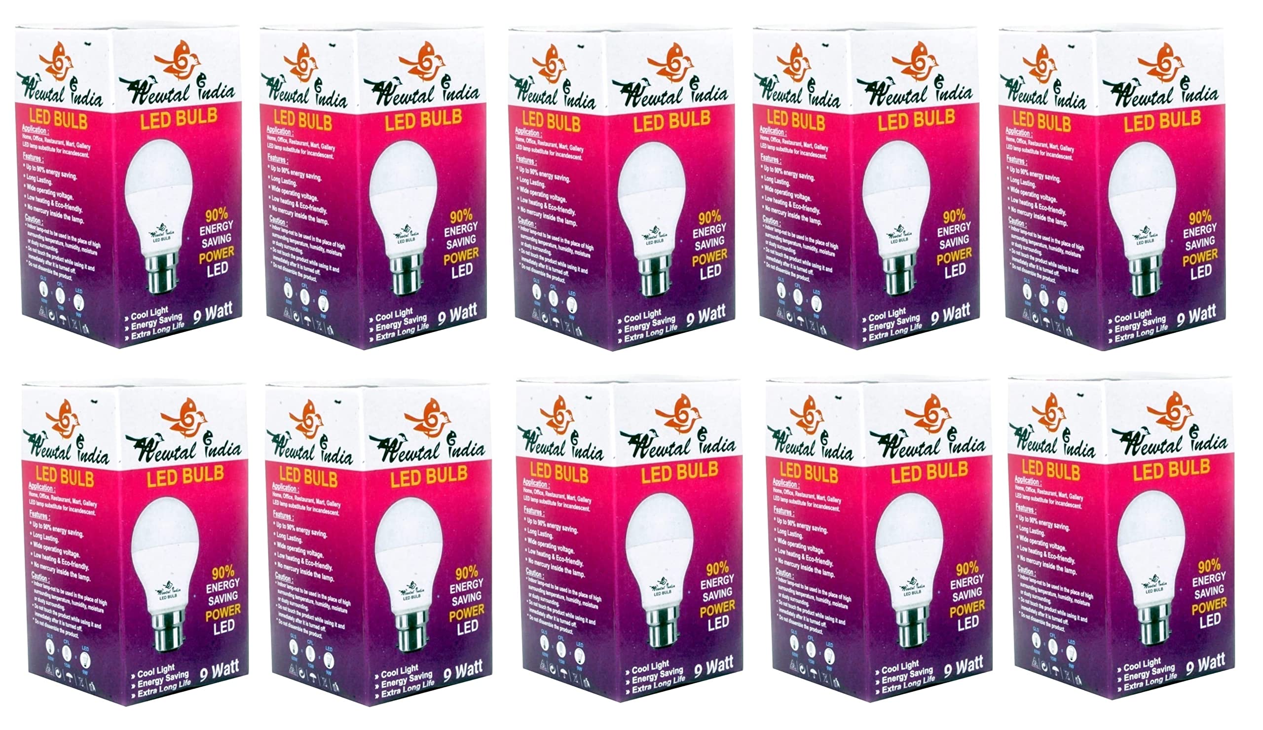 Buy LED b22d 9-Watts Multipack Cool Day White LED Bulb, Pack of 10 ...