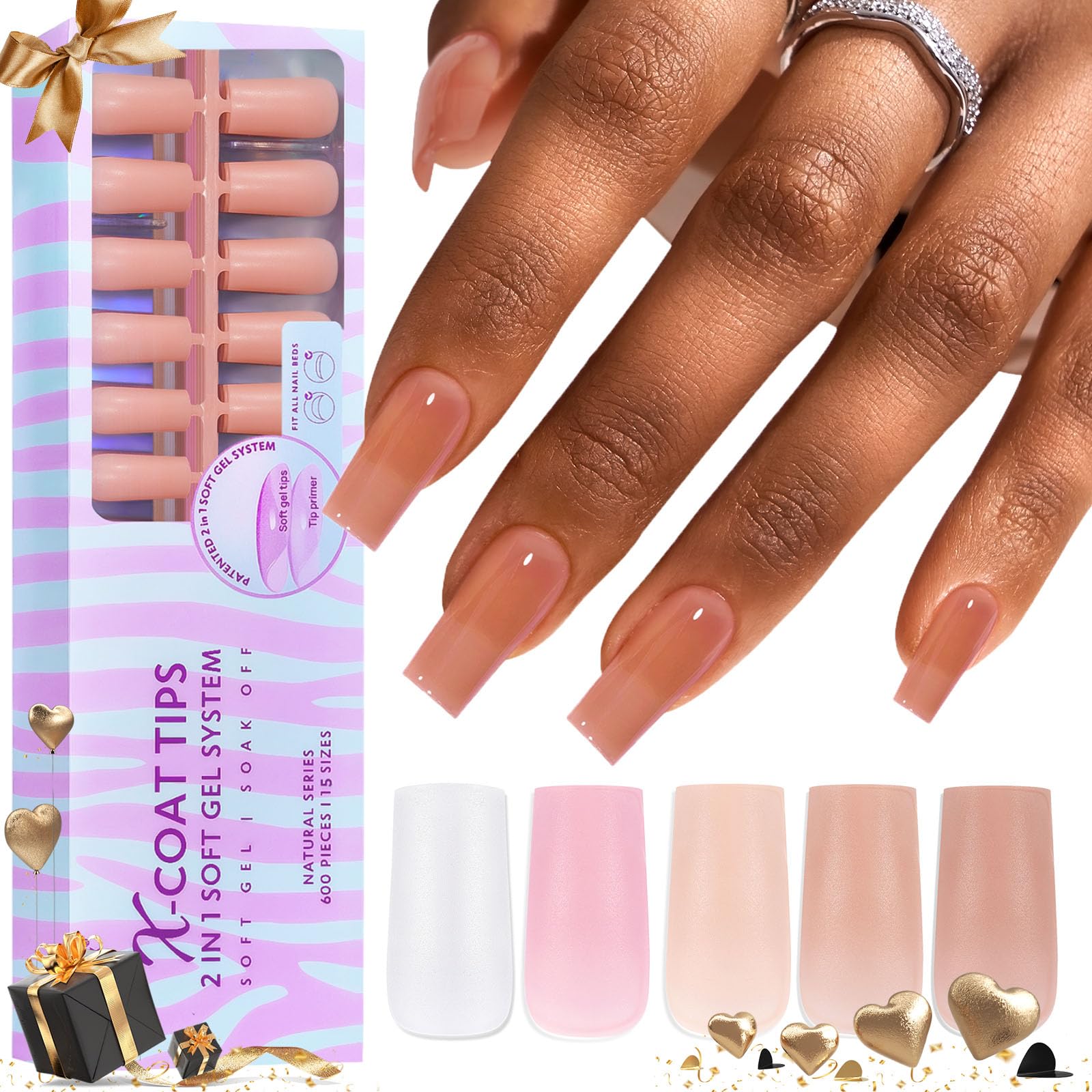 Snapklik.com : Gel Nail Tips Long Square - BTArtbox Press On Nails ...