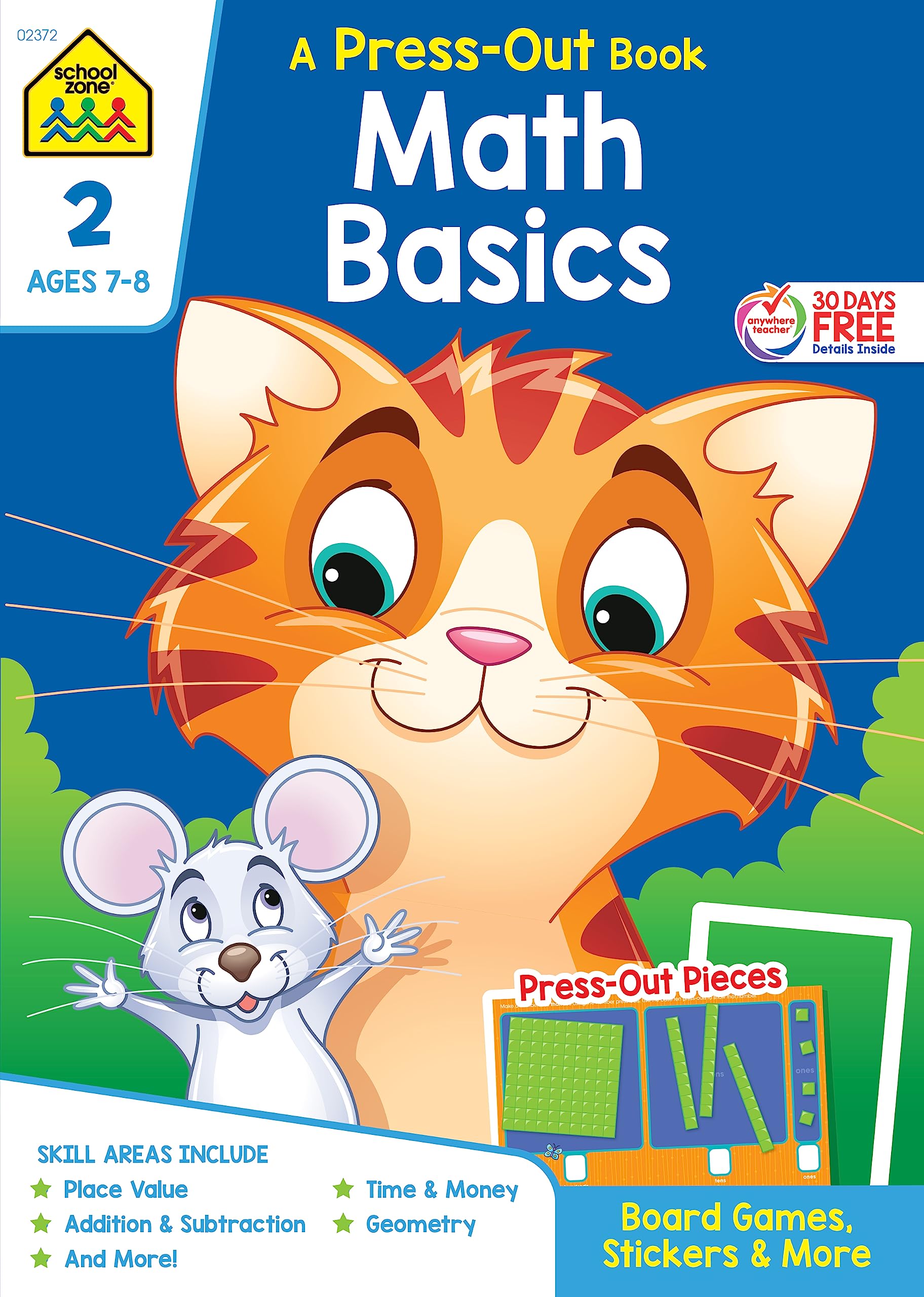 School Zone - Math Basics Press-Out Workbook - 64 Pages, Ages 7 to 8 ...