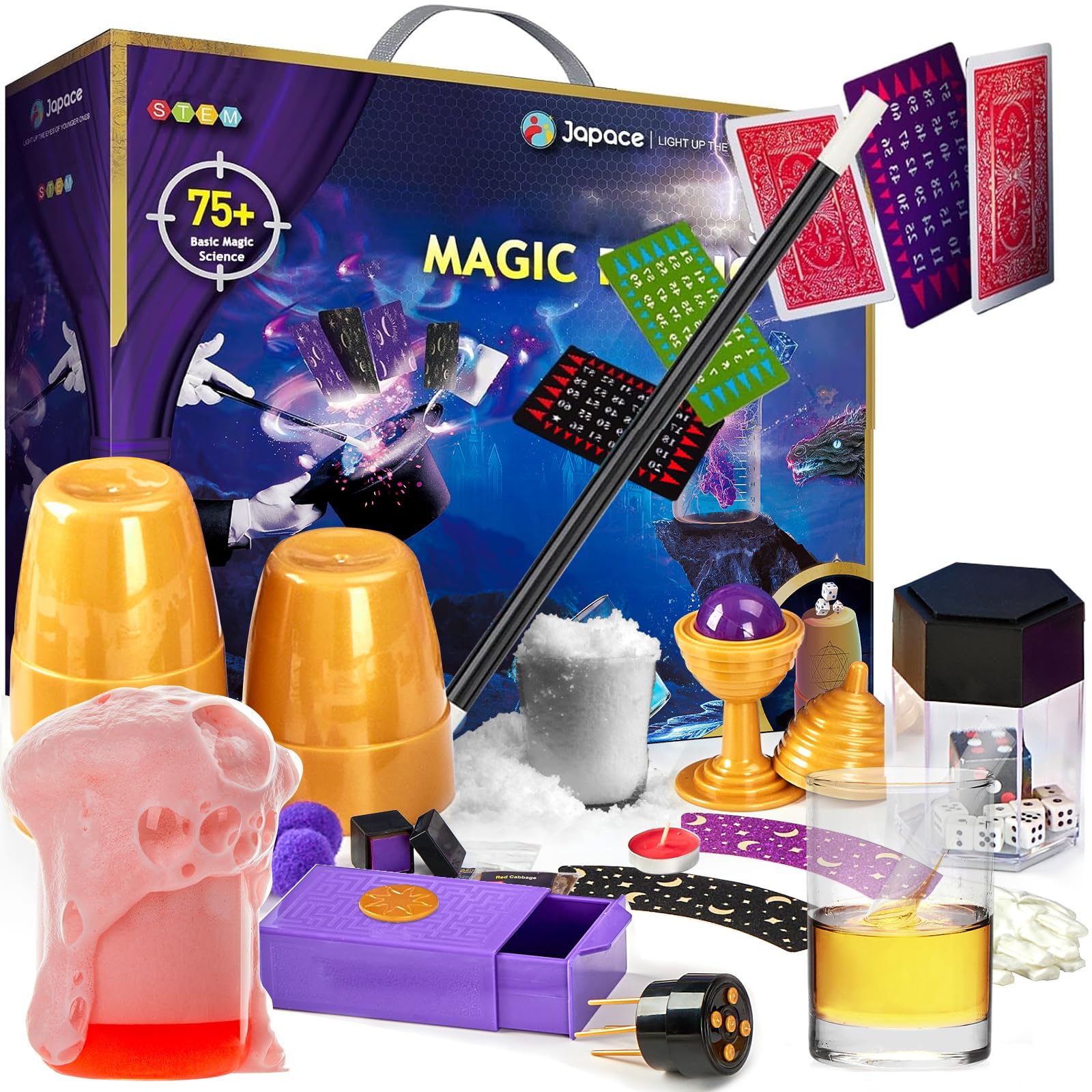 Japace 75+ Magic Kit & Science Kits for Kids, Magic Tricks & Science ...
