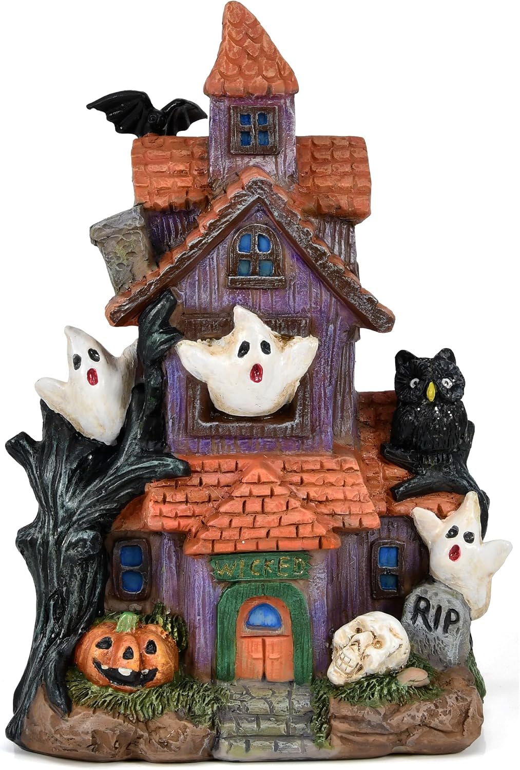 Amazon.com: Gift Boutique 9 Inch Halloween Haunted House Figurine with ...