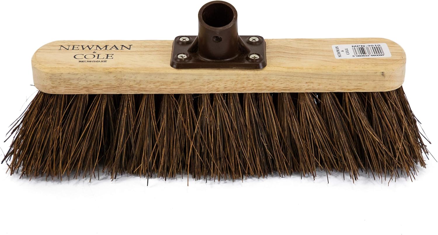 Newman and Cole 12" Wooden Broom Head with Stiff Bassine Natural Hard ...