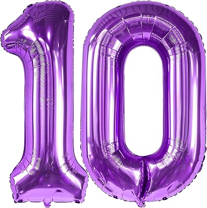 Amazon.com: KatchOn, Giant Purple 10 Balloon Number - 40 Inch | 10 Year ...