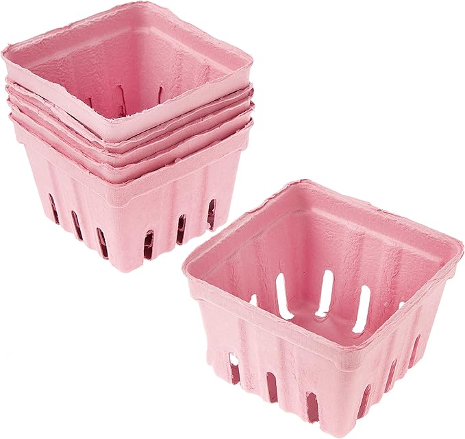 Amazon.com: Darice Pink Paper Berry Basket, 6 Piece