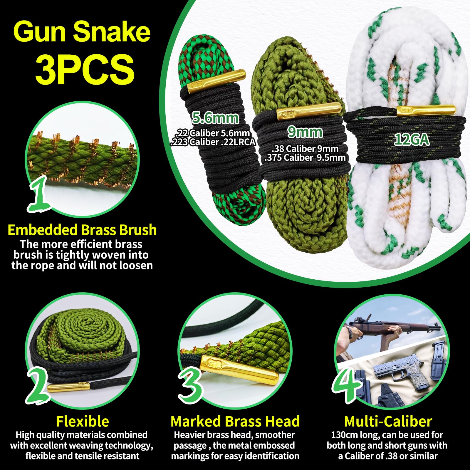 Snapklik.com : ILANSIN Bore Cleaner Gun Cleaning Kit For 12Ga / 5.56 ...