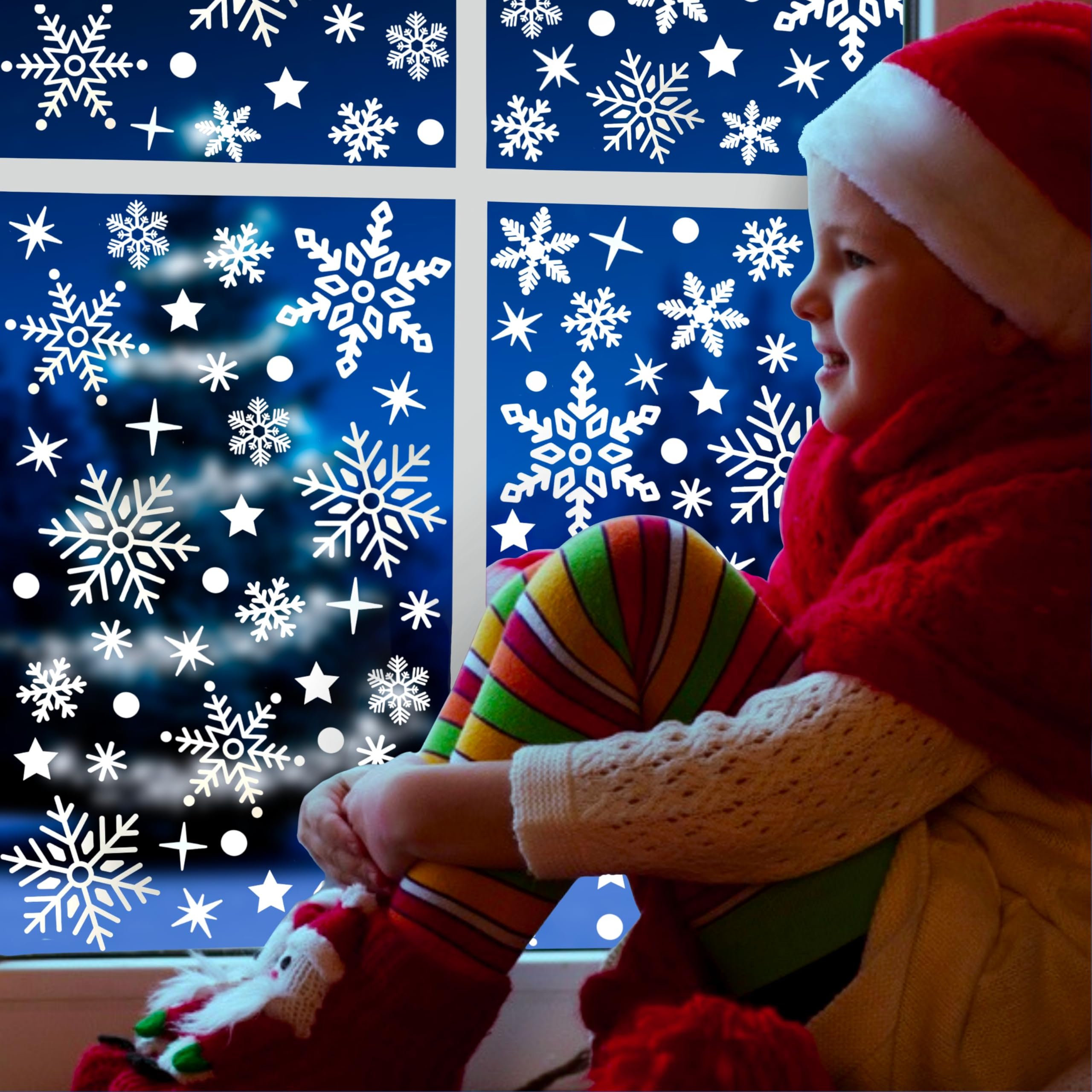 Haus Projekt 184 White Christmas Window Stickers, 5 A4 Sheets Xmas ...