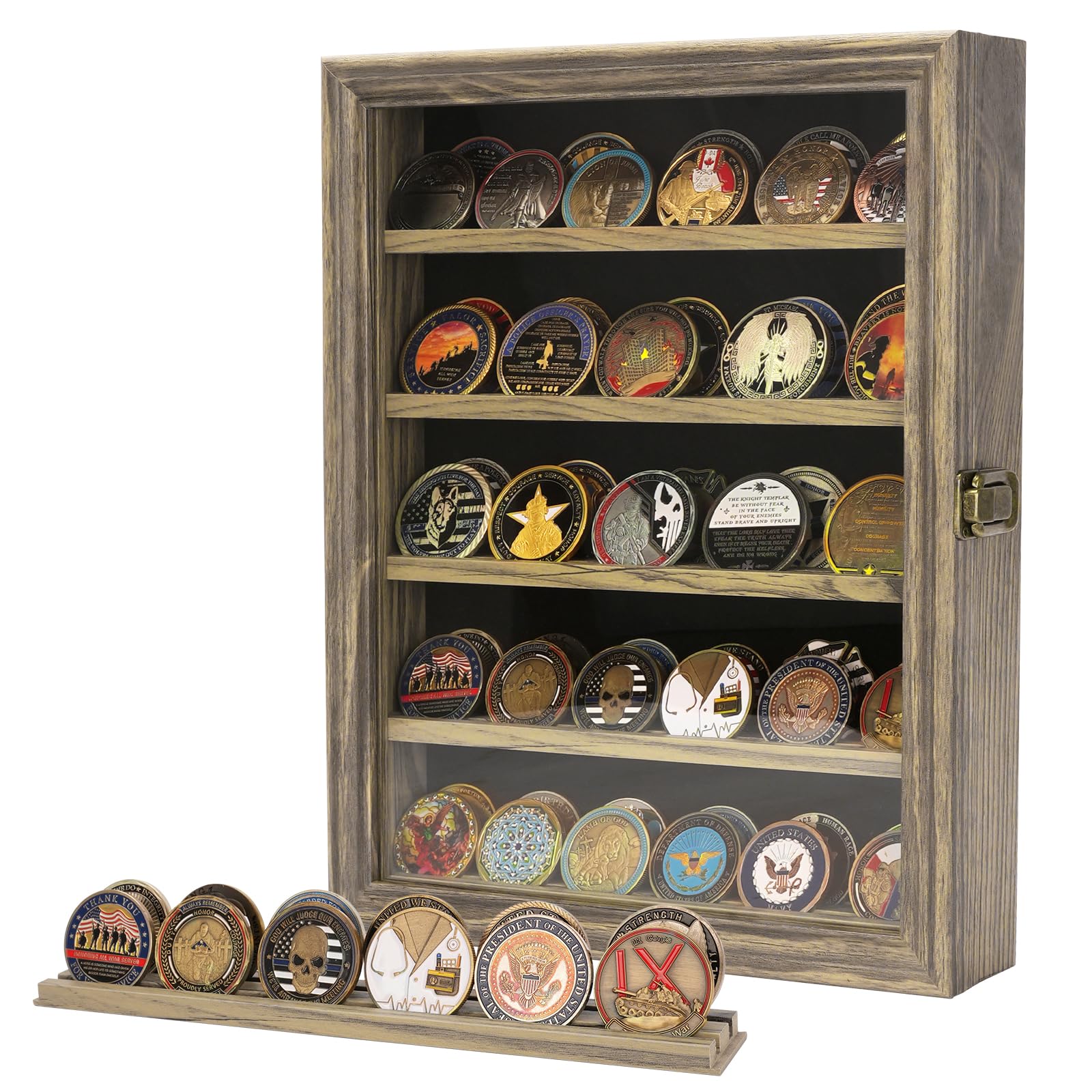 Snapklik.com : DecoWoodo 5 Rows Military Challenge Coin Display Case