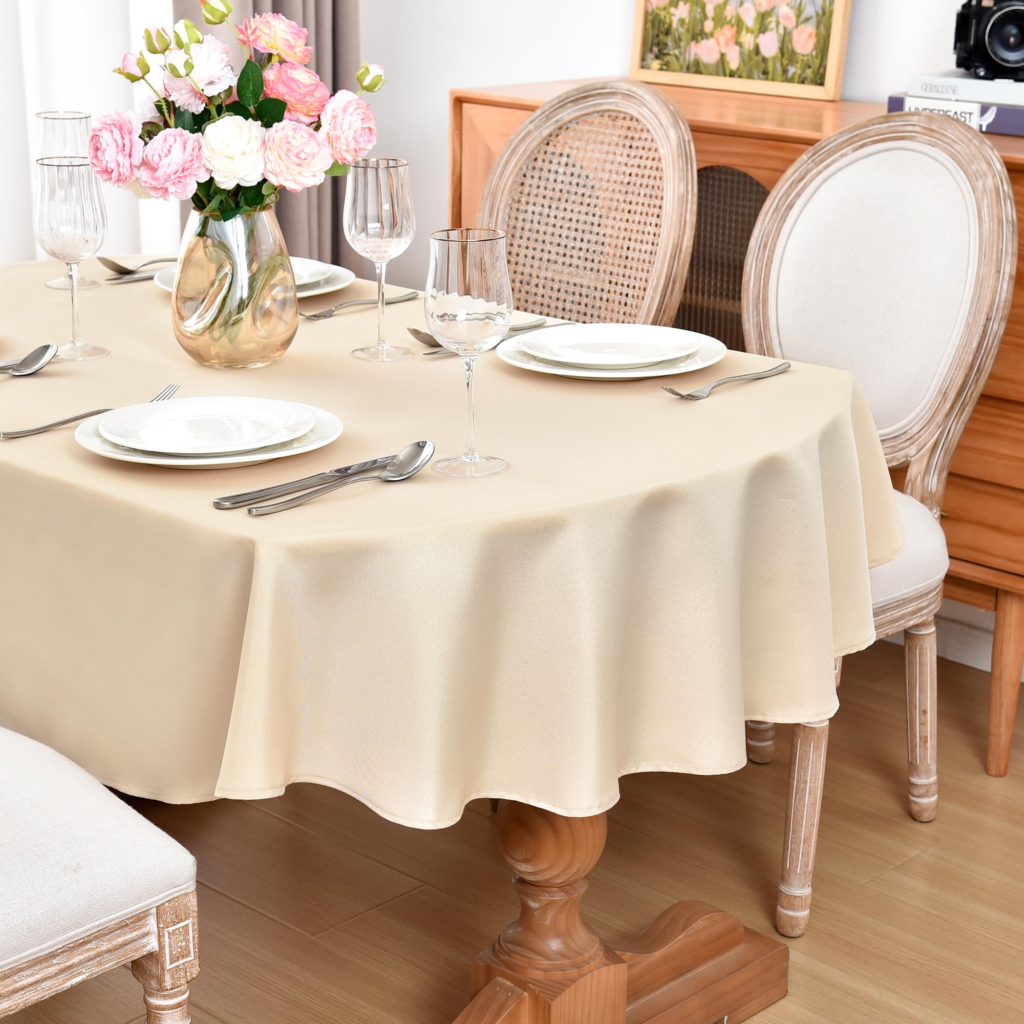Amazon.com: eeivs Oval Tablecloth 60 x 84 Inch Washable Polyester Table ...