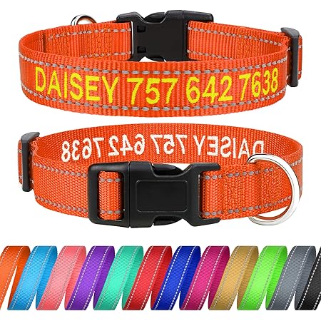 Dogidogs Hunde Halsband mit Namen und Telefonnummer Bestickt (Breite 20 ...