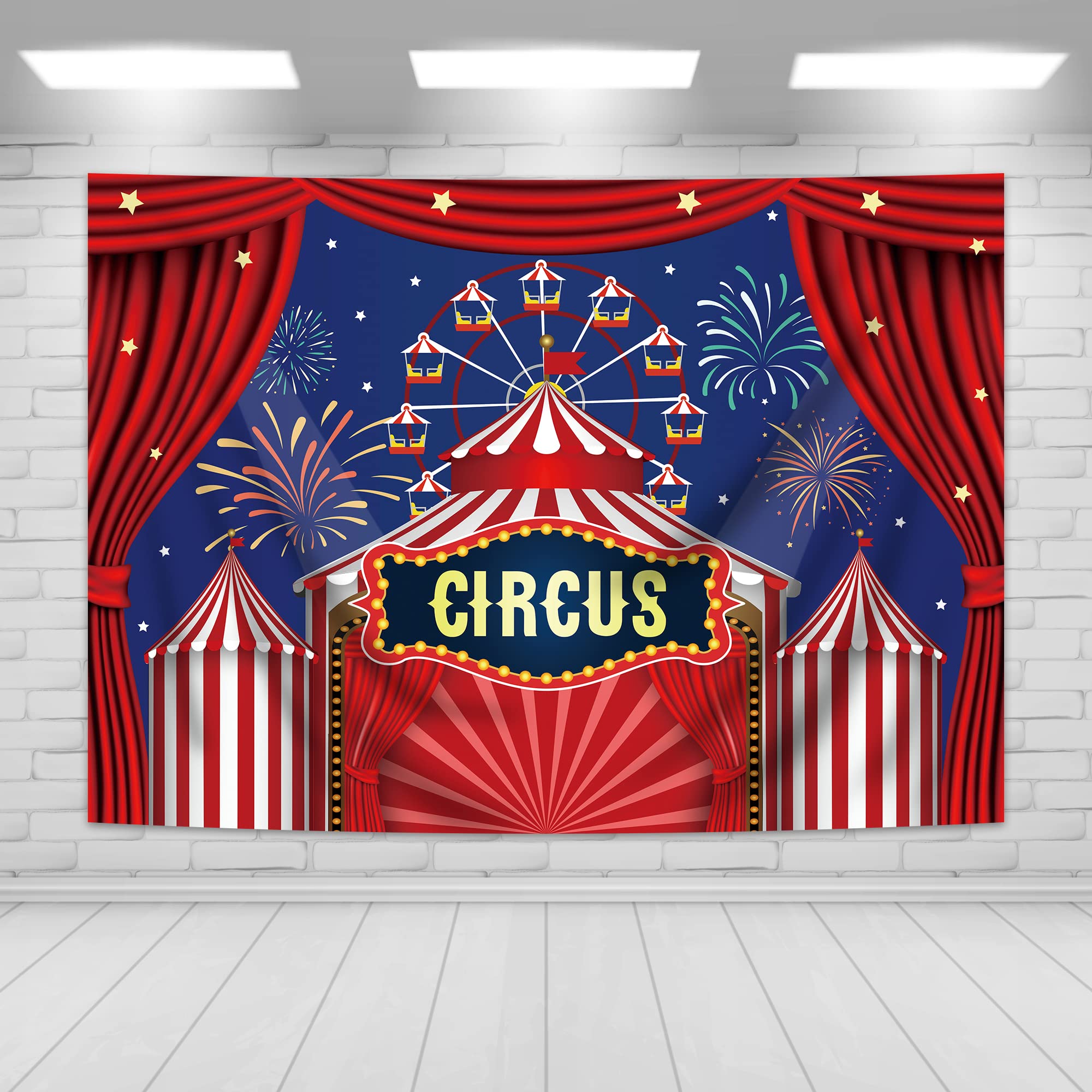 Buy Imirell Red Curtain Stars Backdrop 7Wx5H Feet Big Top Circus Ferris ...