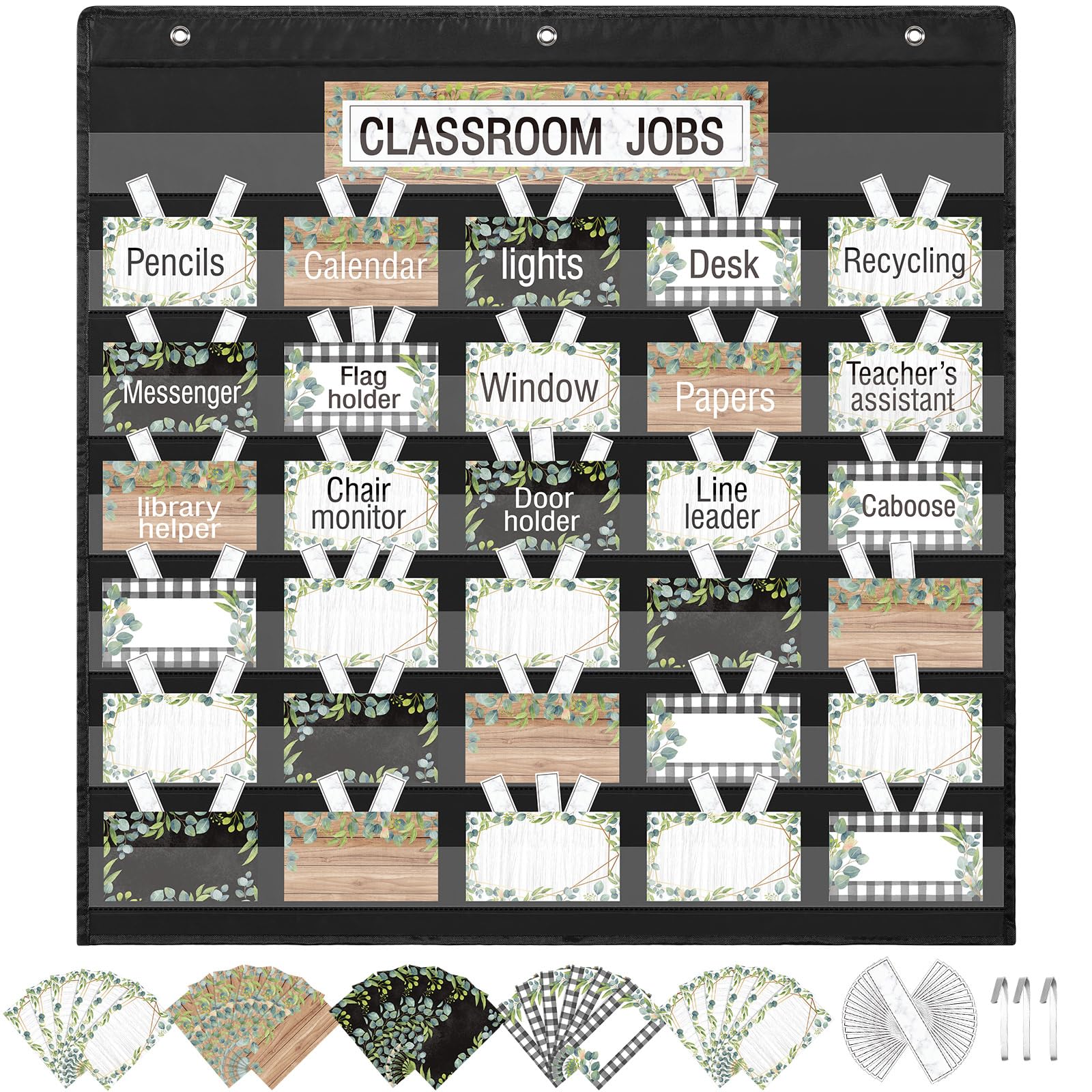 Classroom Jobs Pocket Chart With 96 Cards And 3 Hooks | Desertcart INDIA