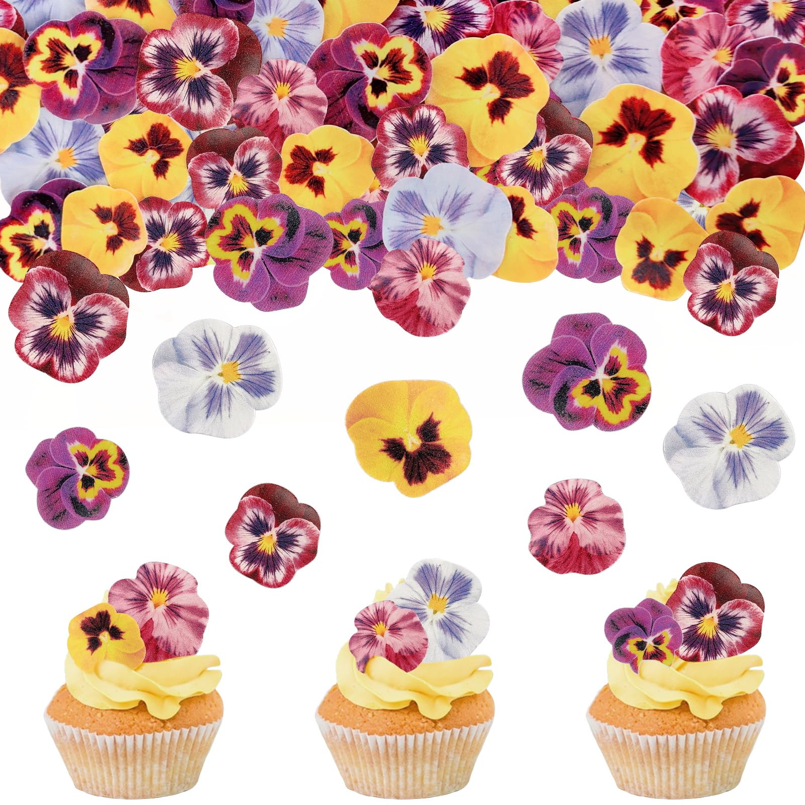 Amazon.com: Morofme Edible Pansies Cupcake Toppers Pansies Cake ...