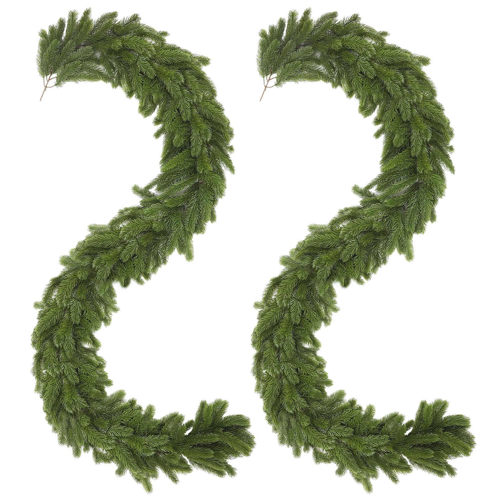Amazon.com: Lyrow 2 Pcs Christmas Pine Garland Thick Artificial Pine ...