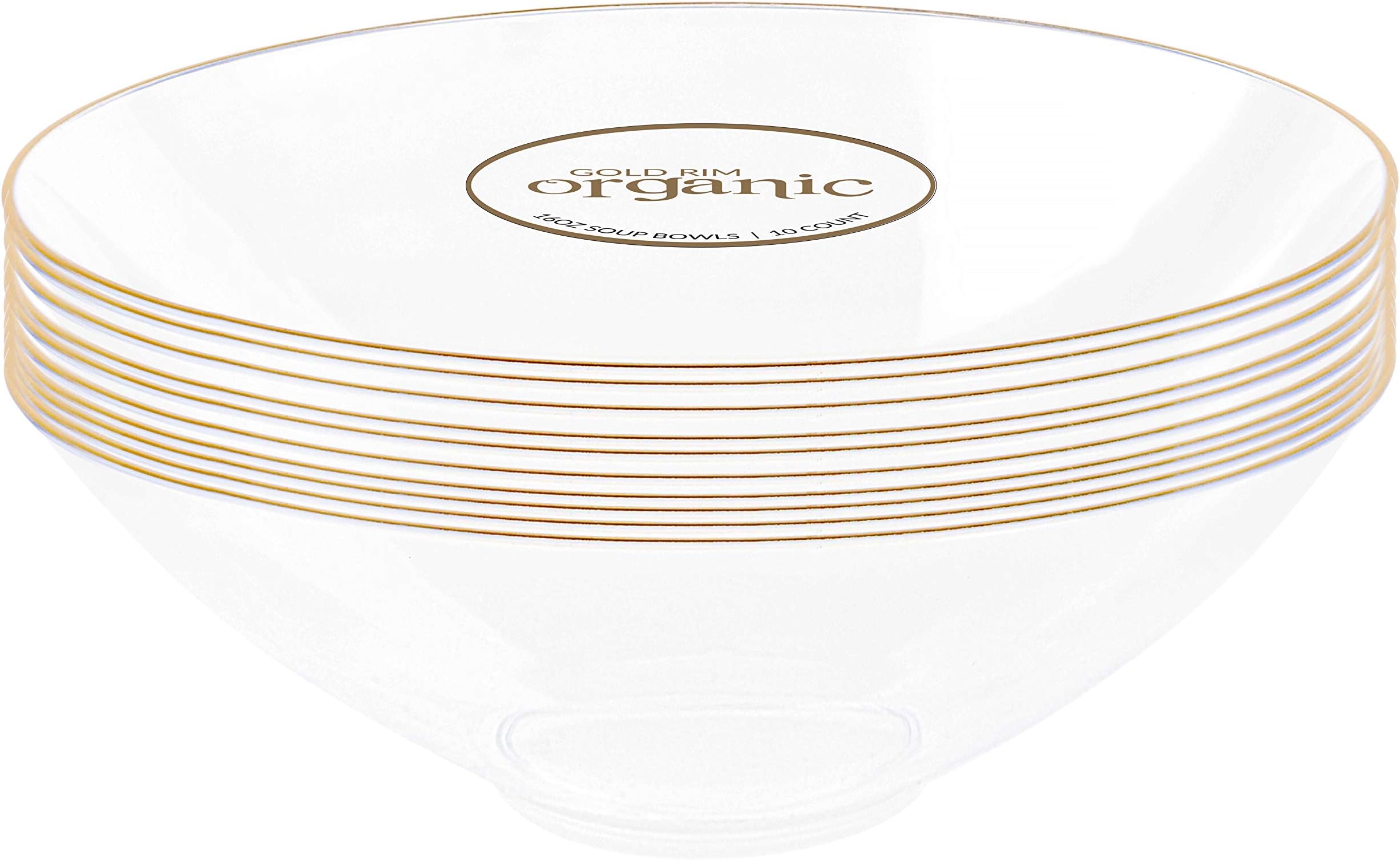 Amazon.com: Blue Sky Organic Clear Gold-Rim Disposable Plastic Salad ...