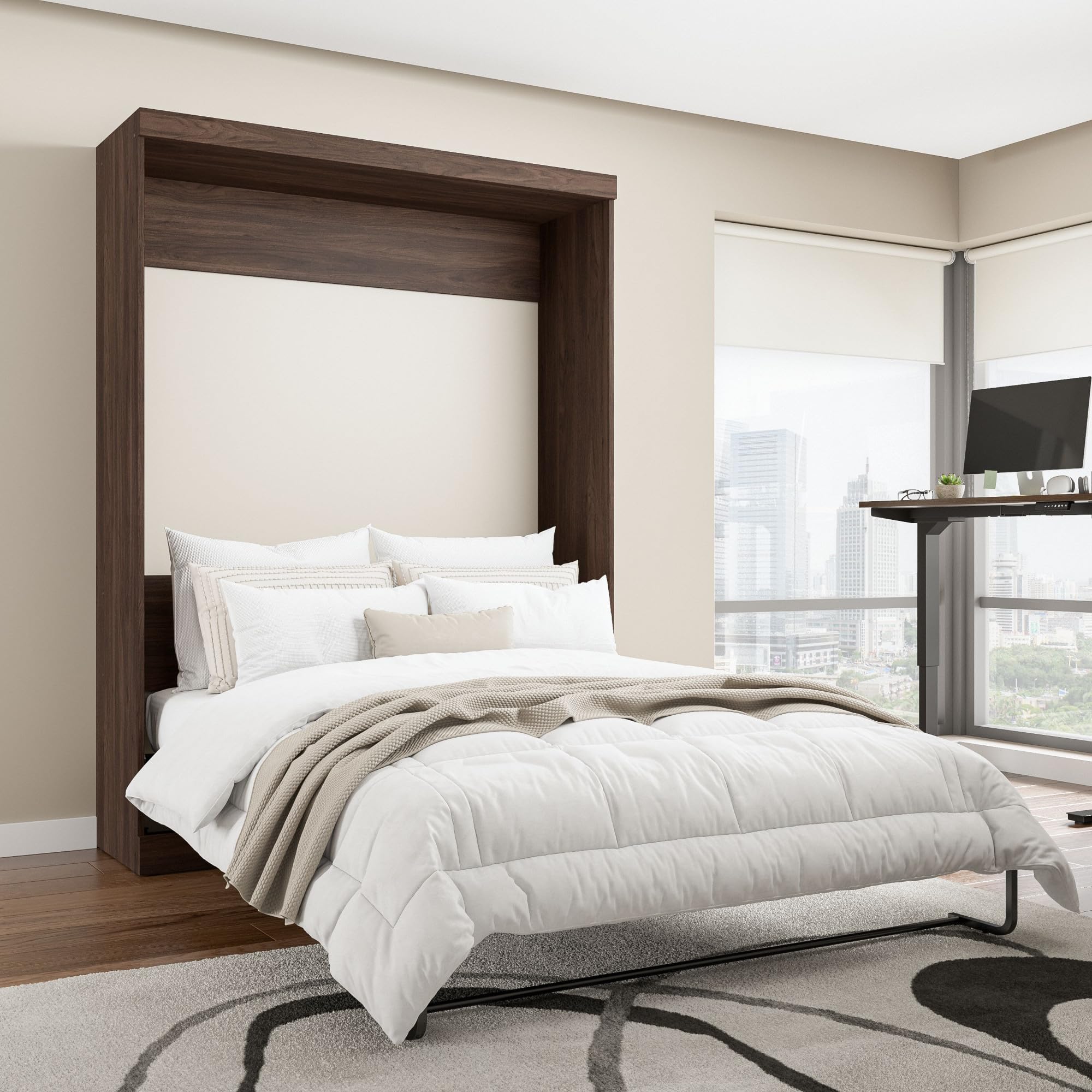 Amazon.com: Bestar Pur Queen Murphy Bed, 65-inch Space-Saving Sleeping ...