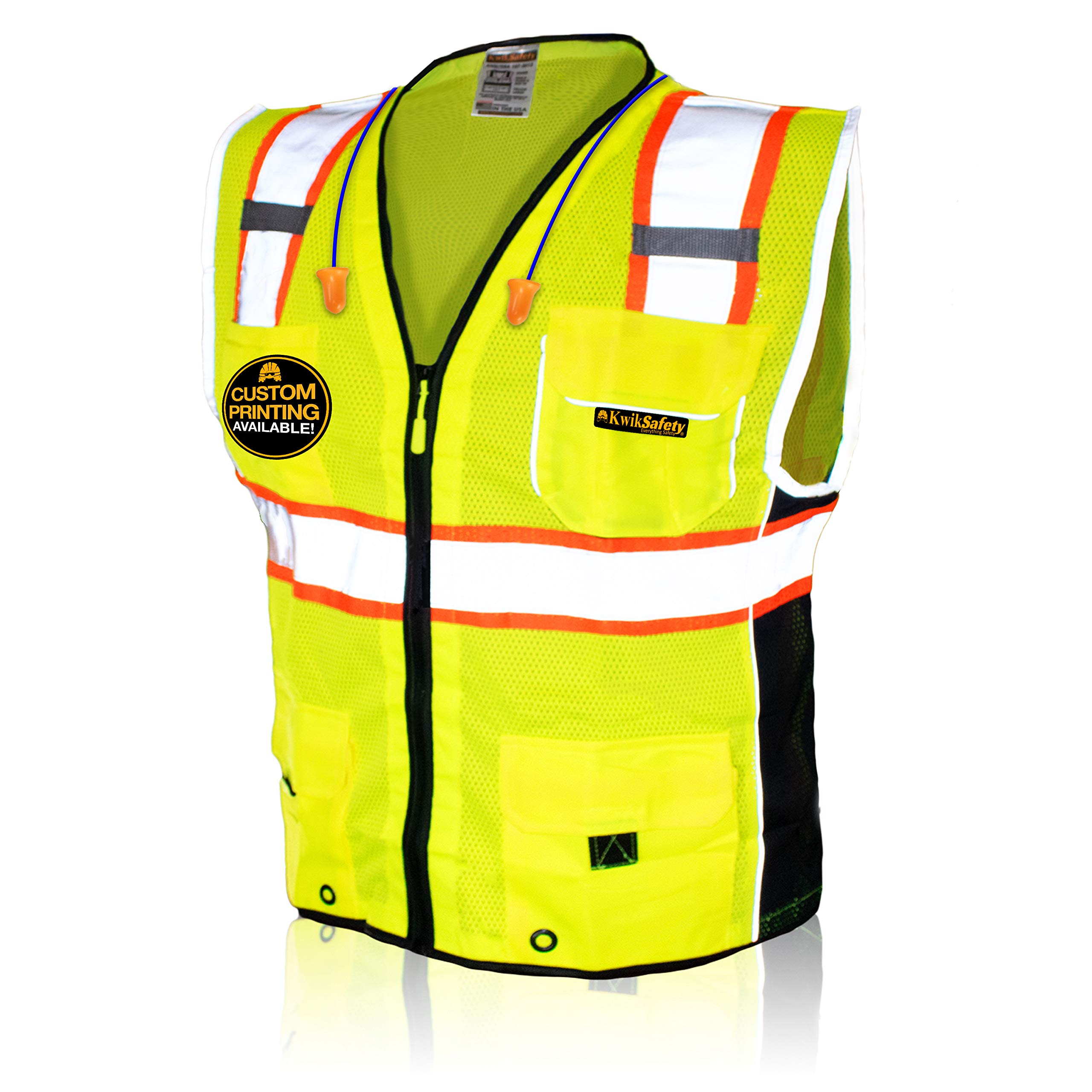 Kwiksafety Classic Safety Vest Jumbo Pocket Hi Visibility Reflective ...