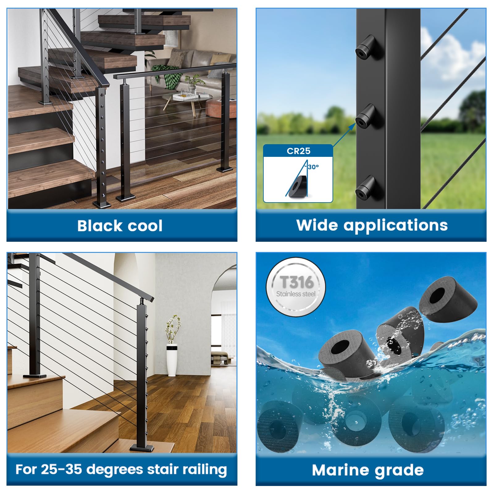 Snapklik.com : 20Pack Black Stainless Steel Angle Beveled Washer ID 1/4 ...