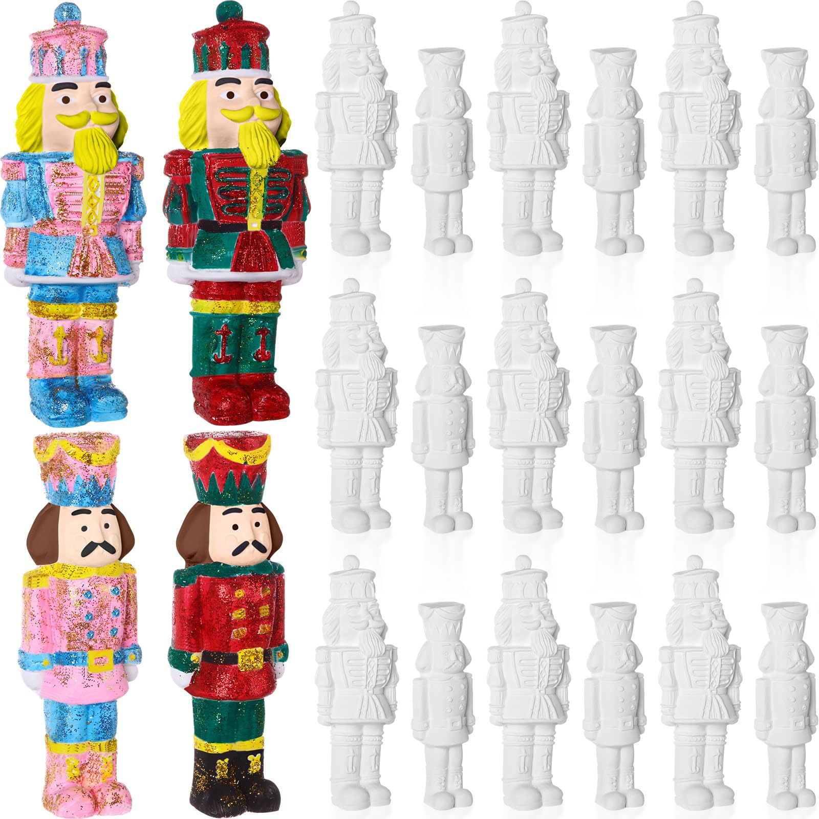 Amazon.com: Zubebe 18 Pcs Christmas Paint Your Own Ceramic Nutcrackers ...