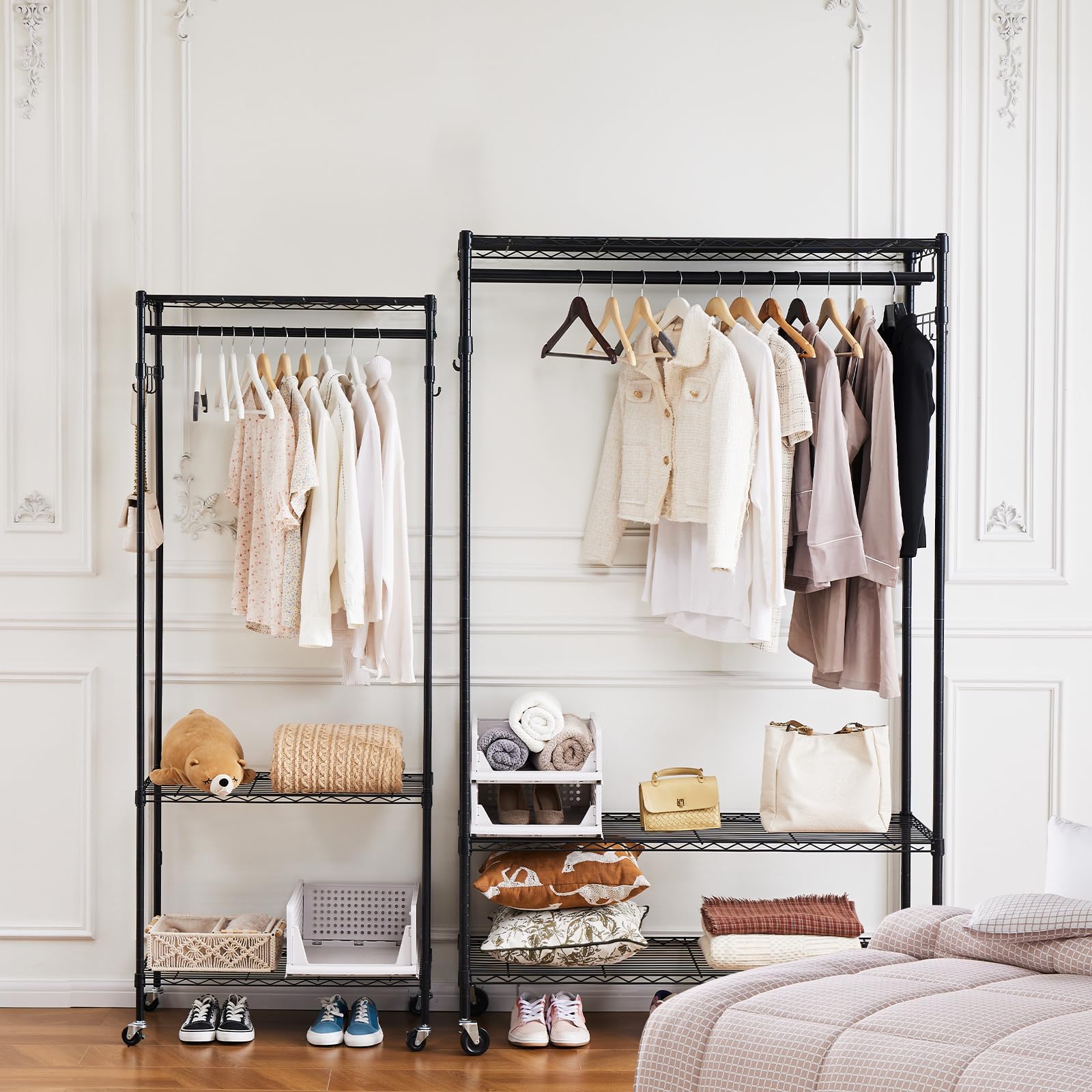 Snapklik.com : Zibbizo Mini Rolling Clothes Rack, Height Adjustable ...