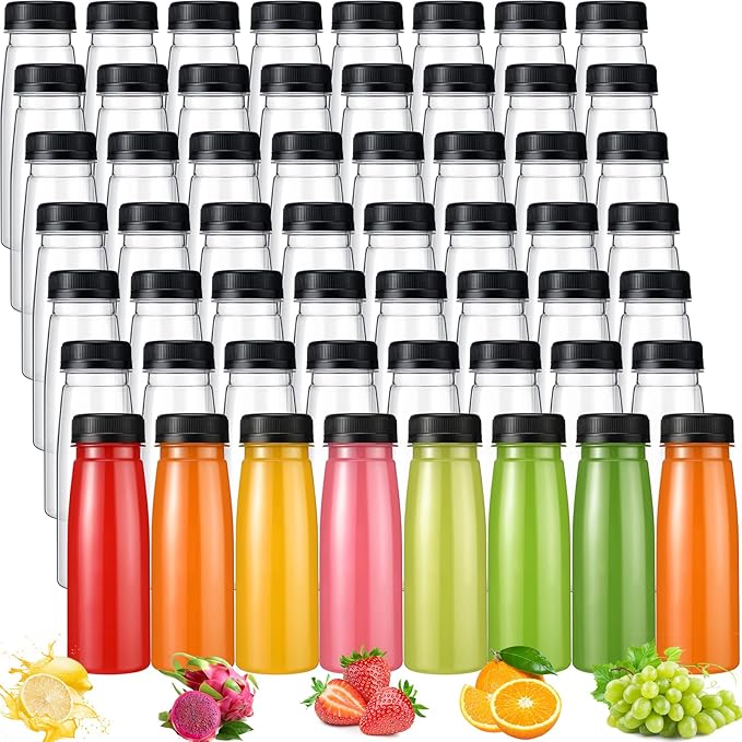 Amazon.com: Tanlade 100 Pcs Plastic Juice Bottles with Caps ...